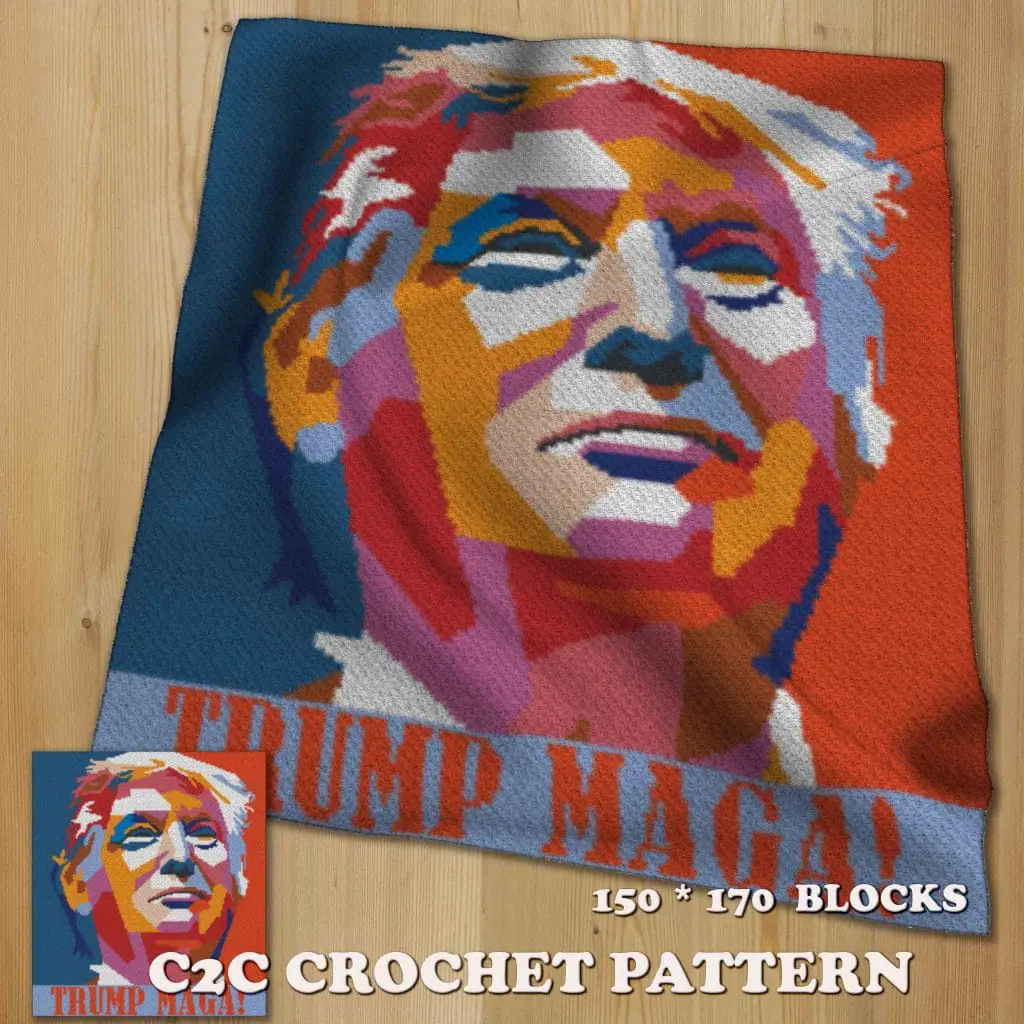 Donald Trump MAGA crochet blanket - Crealandia