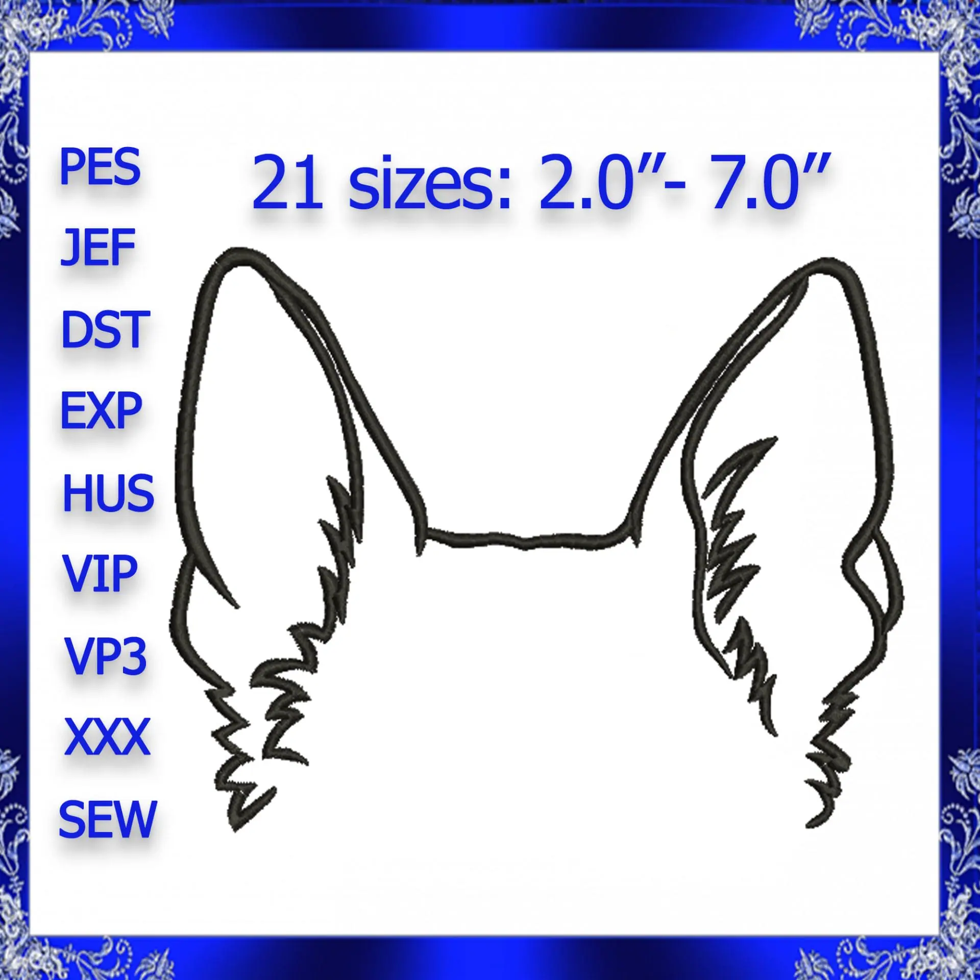 German shepherd ears embroidery design - Crealandia