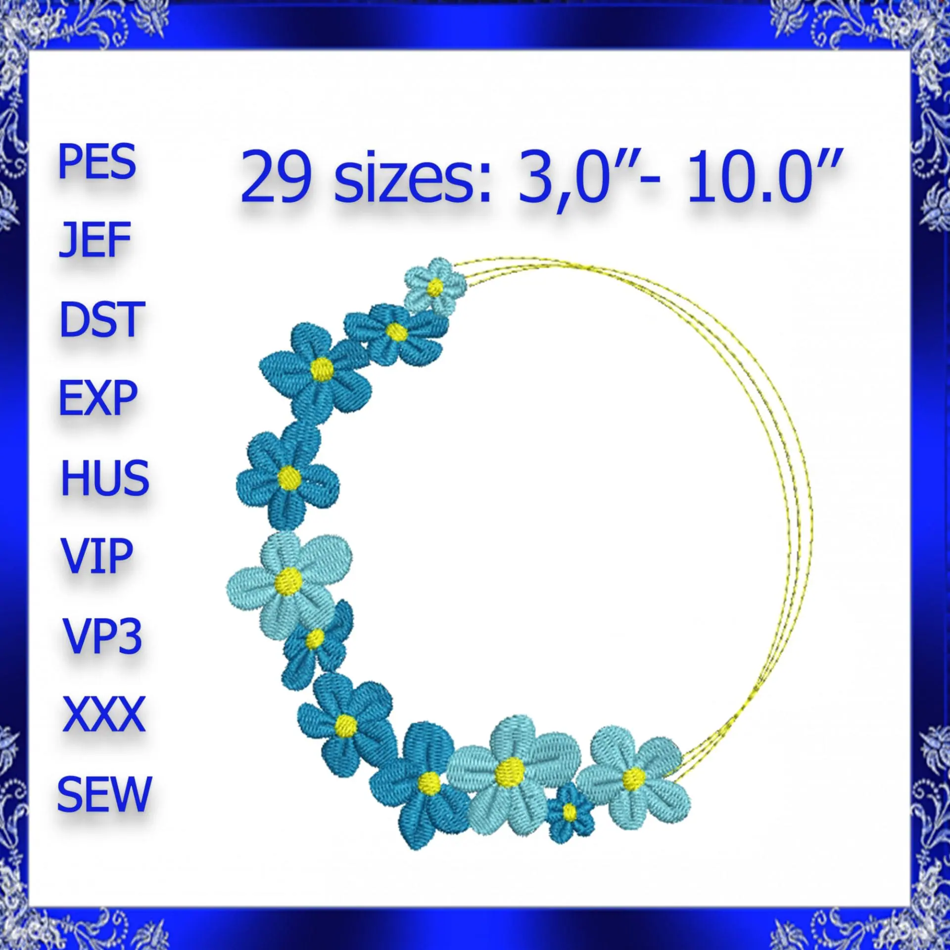Flower Frame machine embroidery design - Crealandia