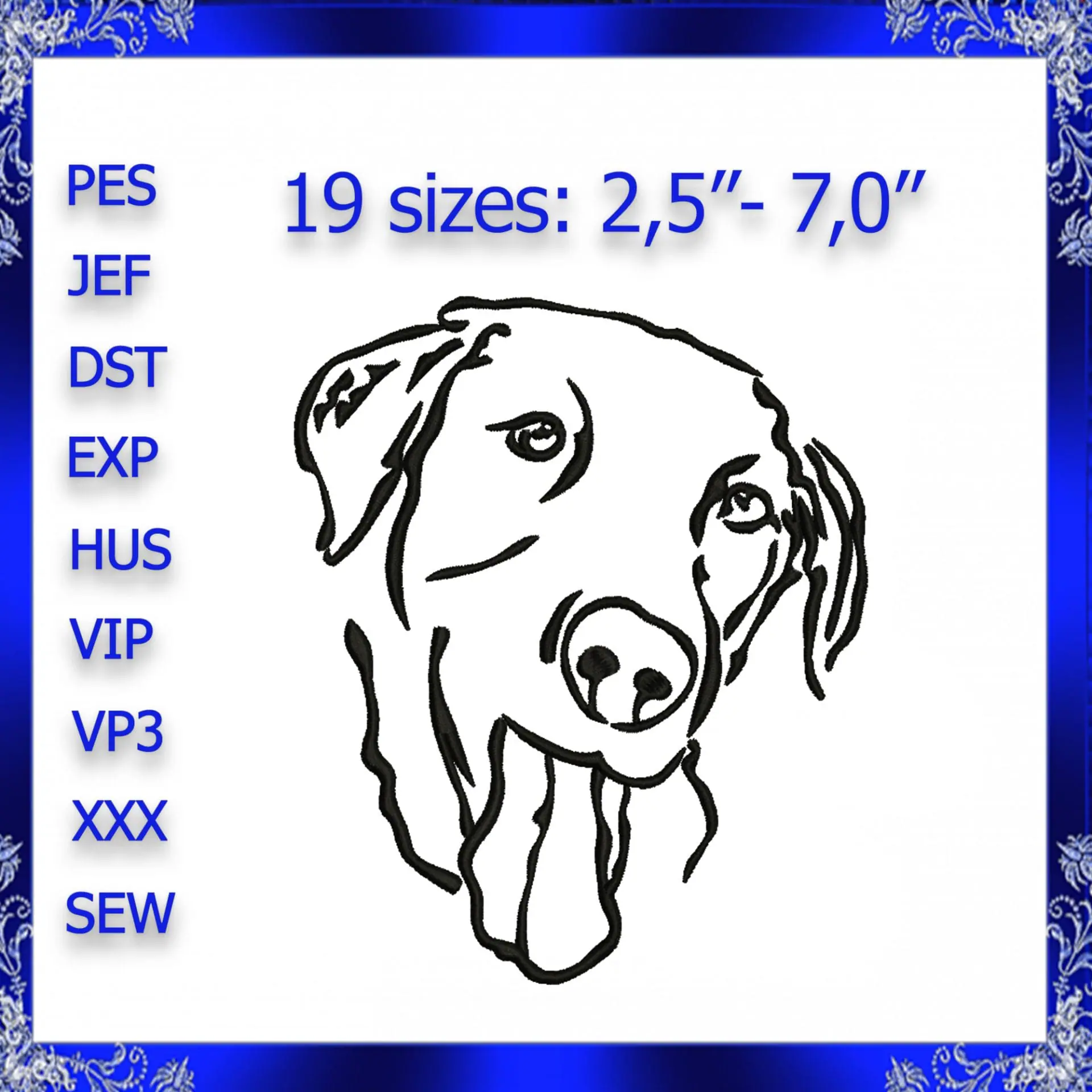 Labrador dog machine embroidery design - Crealandia