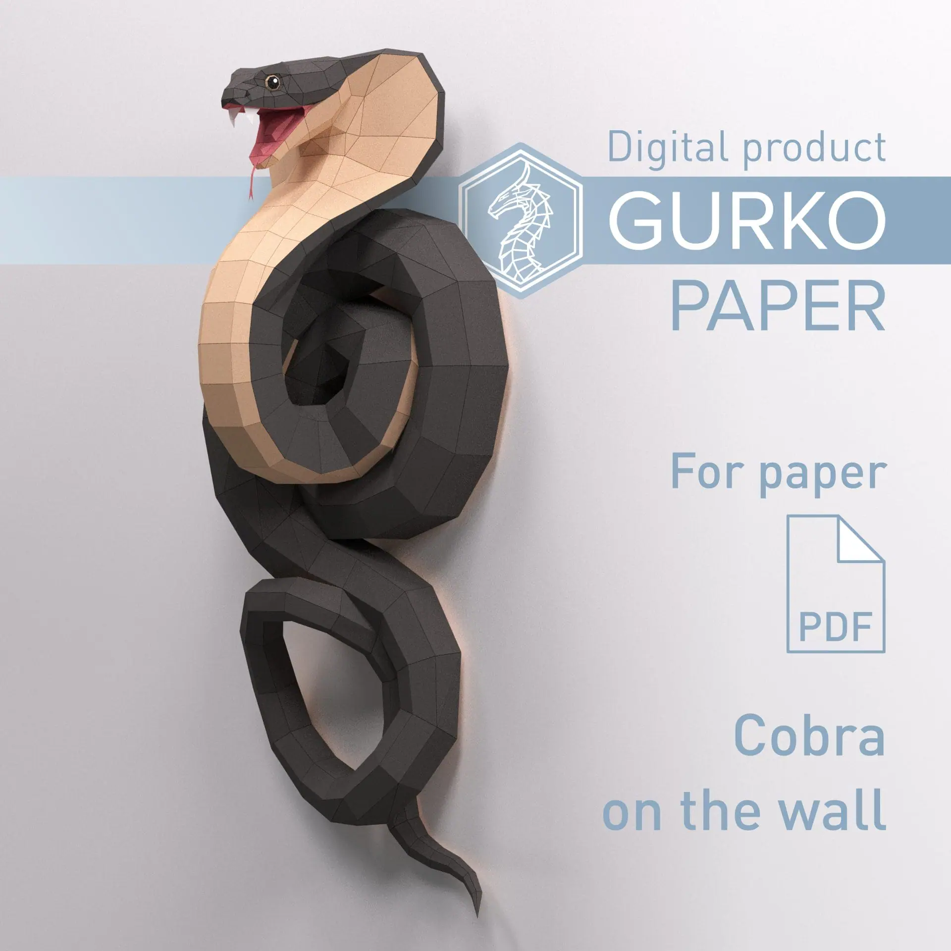 Papercraft Cobra on the wall, Pdf, Gurko, Pepakura, Template - Crealandia