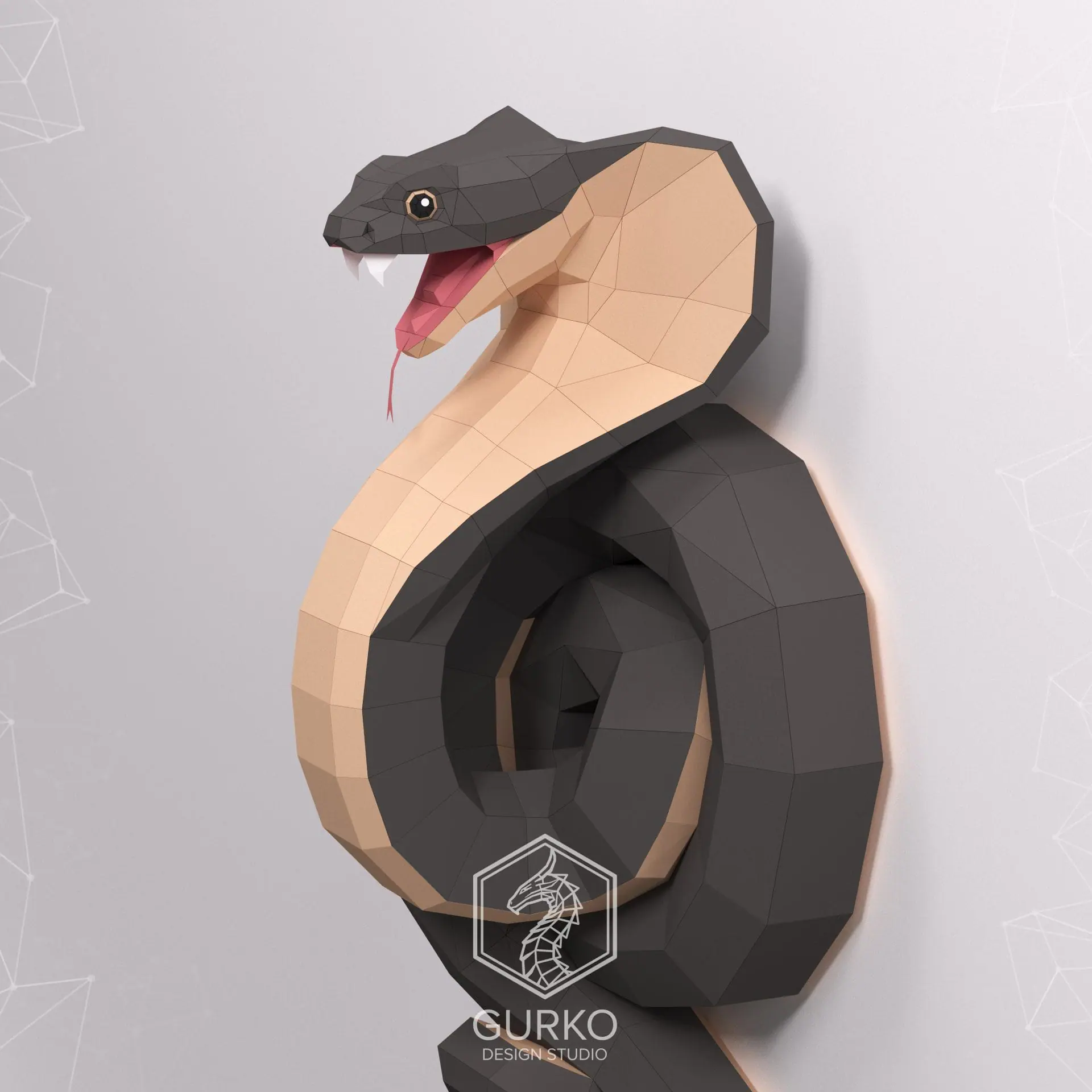 Papercraft Cobra On The Wall, Snake, Digital Template, PDF, SVG - Crealandia