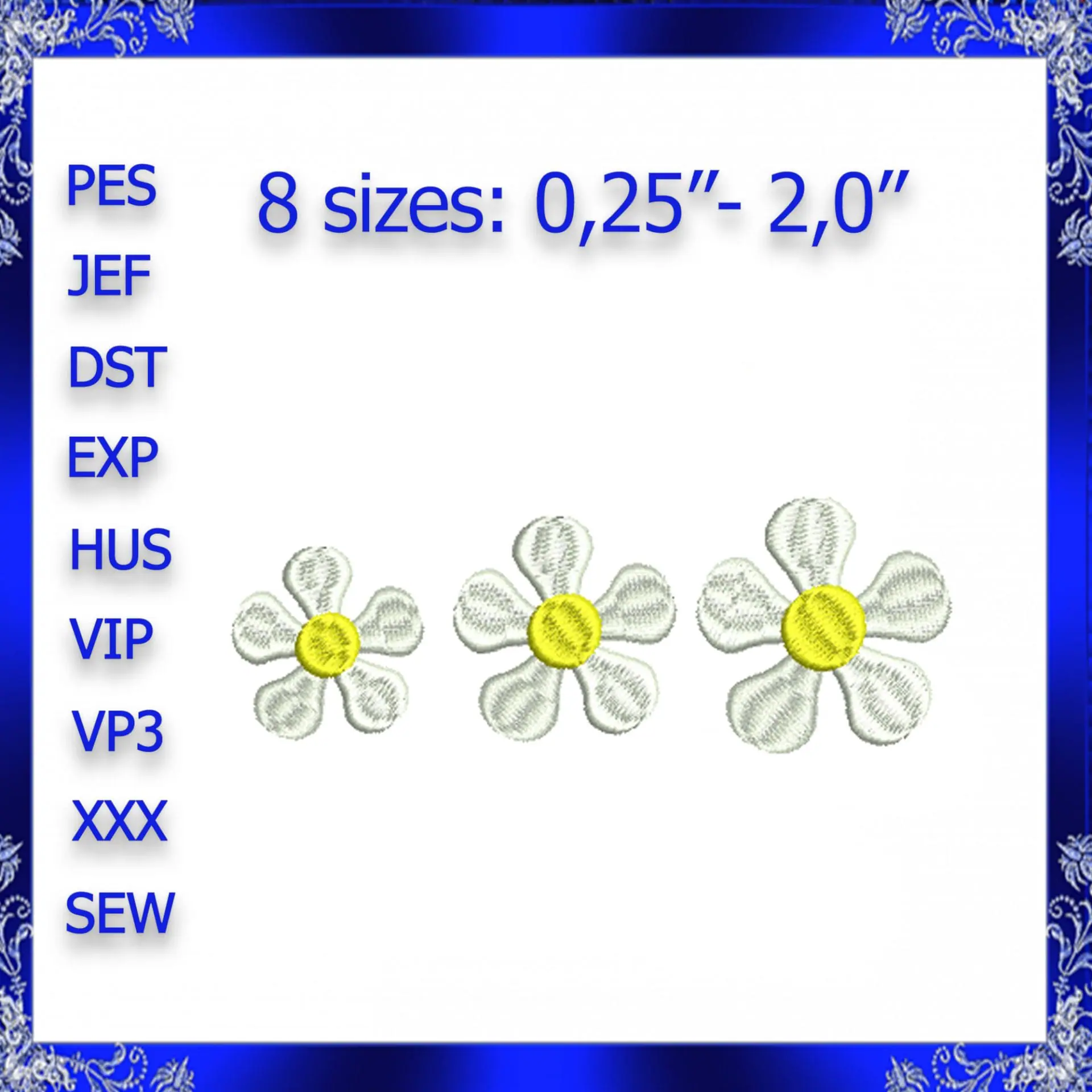 Tiny chamomile embroidery design flower mini - Crealandia