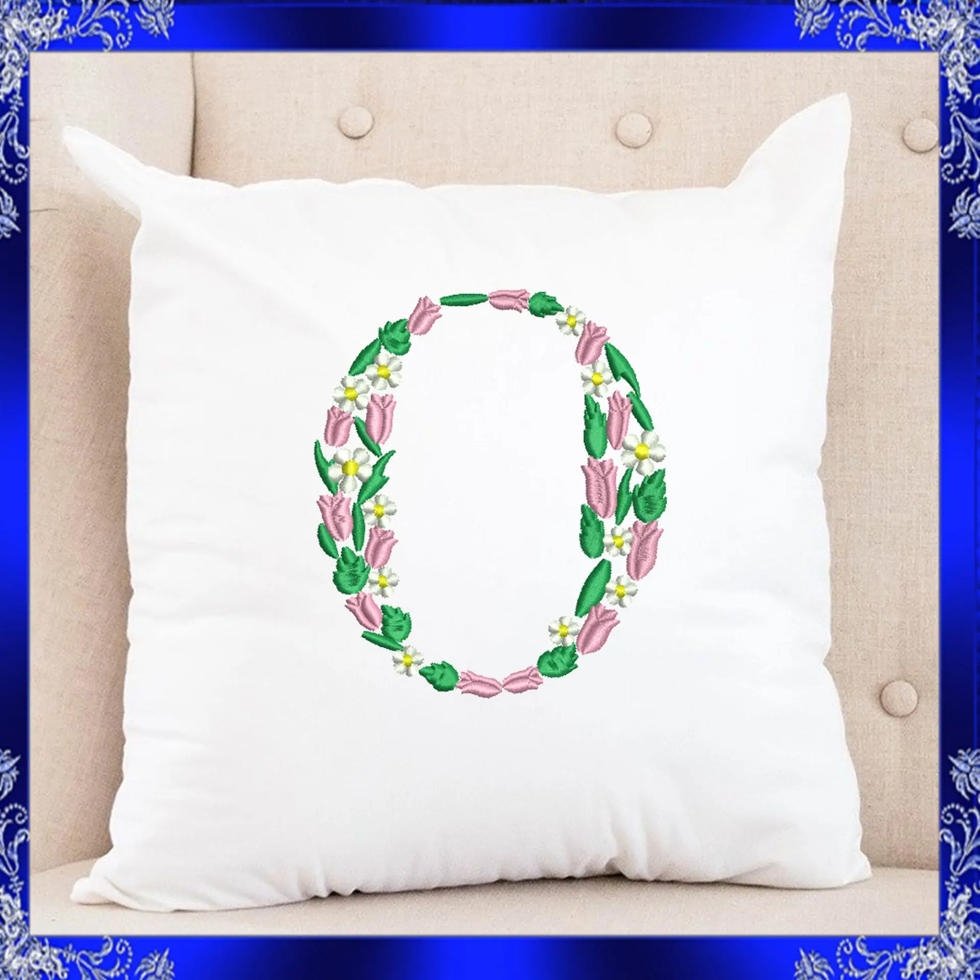 Letter O Monogram Embroidery Floral O monogram - Crealandia