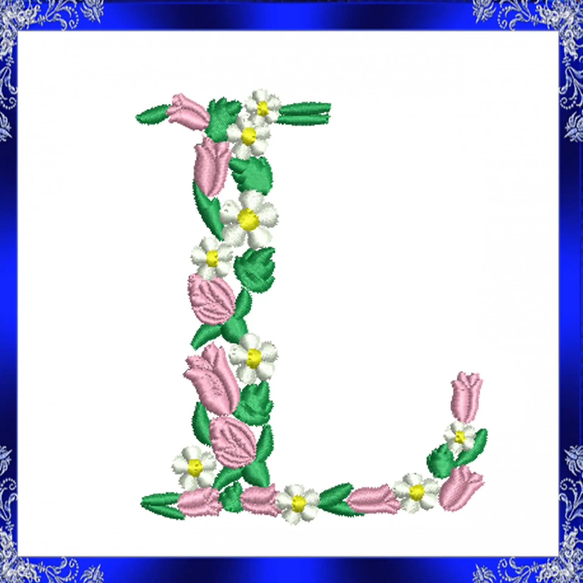 Letter L Monogram Embroidery Floral L monogram Fancy Vine Monogra ...