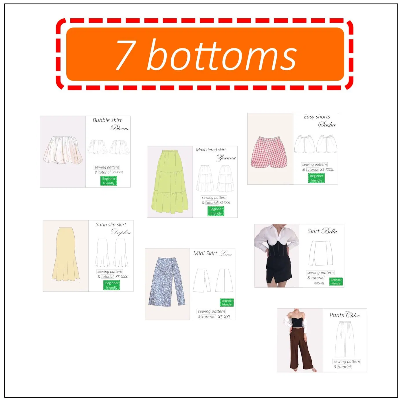 Whole shop sewing patterns PDF + detailed tutorials - Crealandia