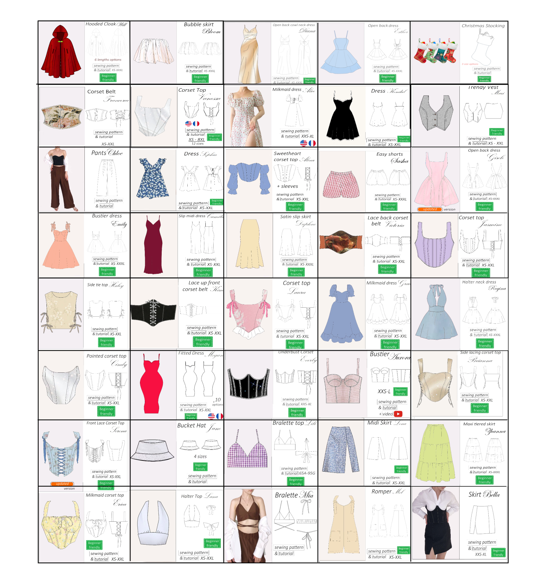 Whole shop sewing patterns PDF + detailed tutorials - Crealandia