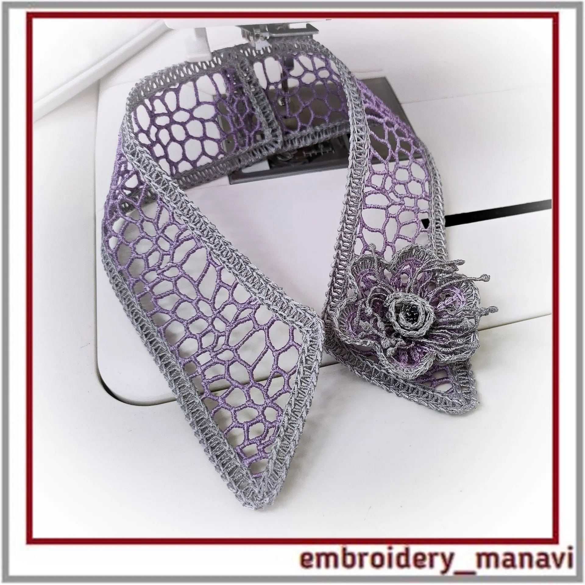FSL Embroidery Designs Set Irish Lace Collar Flower ITH