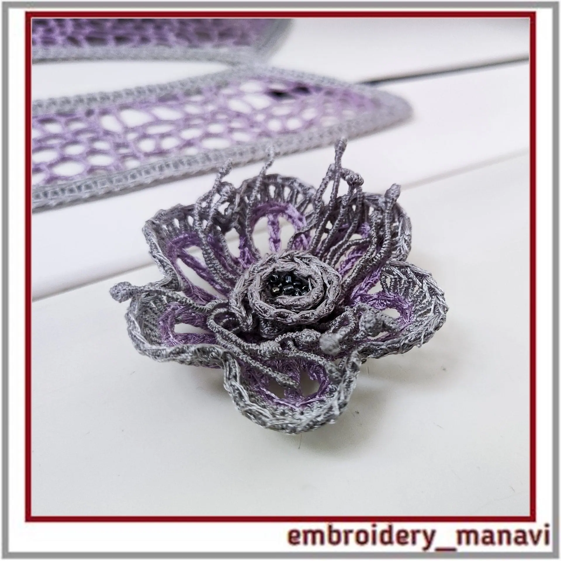 FSL Embroidery Designs Set Irish Lace Collar Flower ITH
