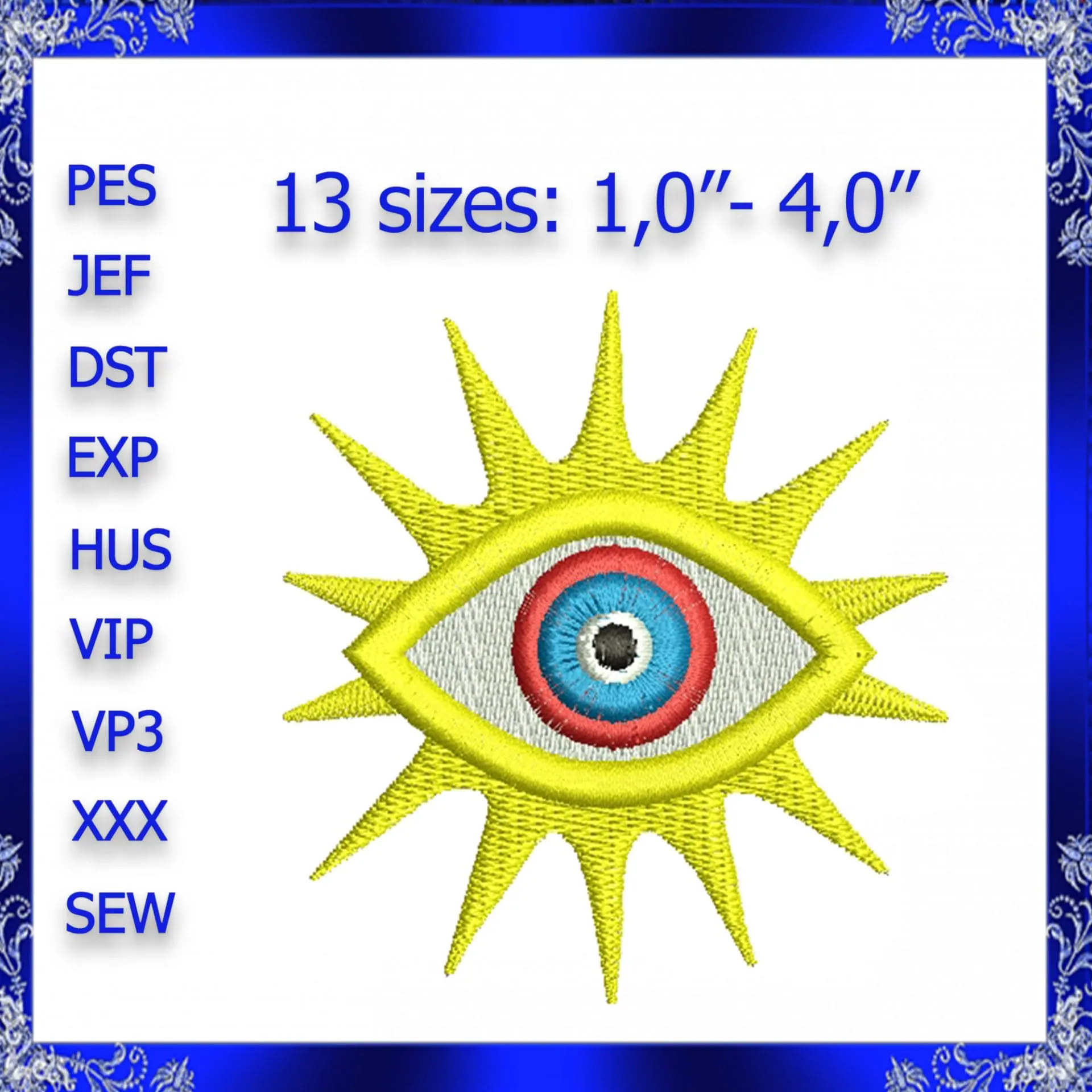 All seeing eye embroidery design Mystic eye machine embroidery - Crealandia