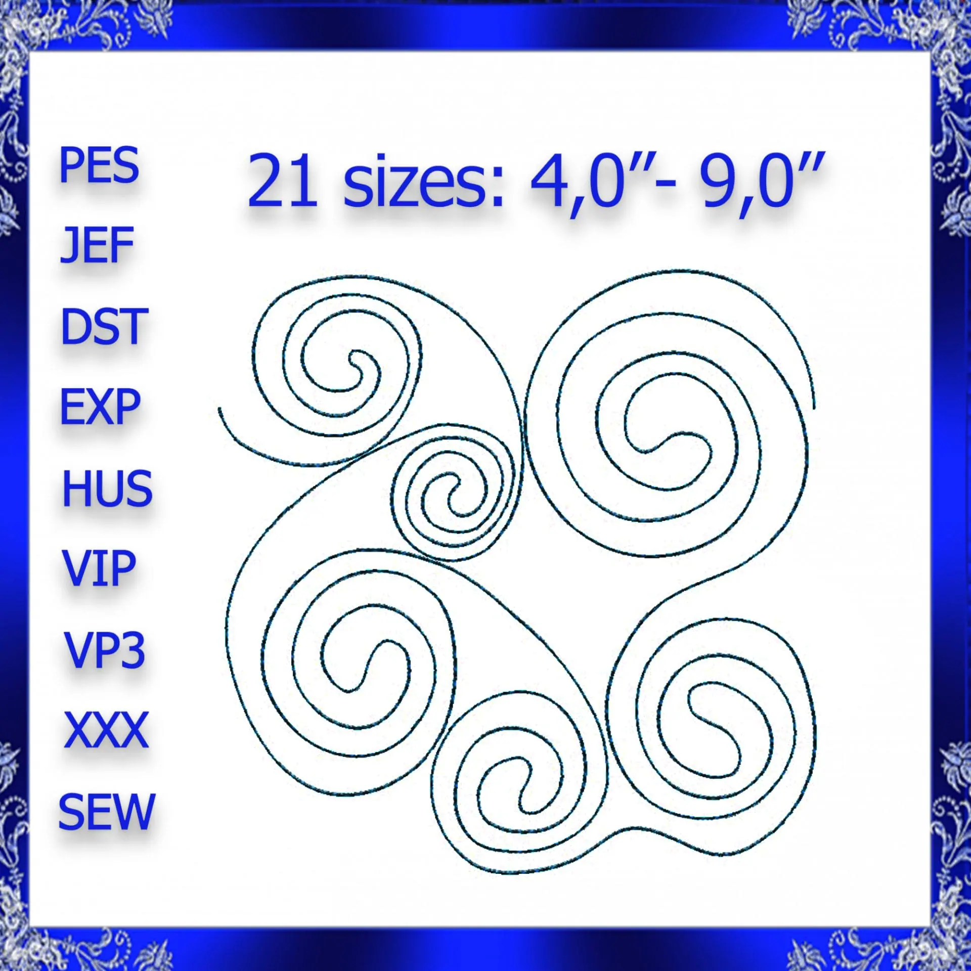 Quilting Swirls Embroidery Design quilting swirls quilting block ...