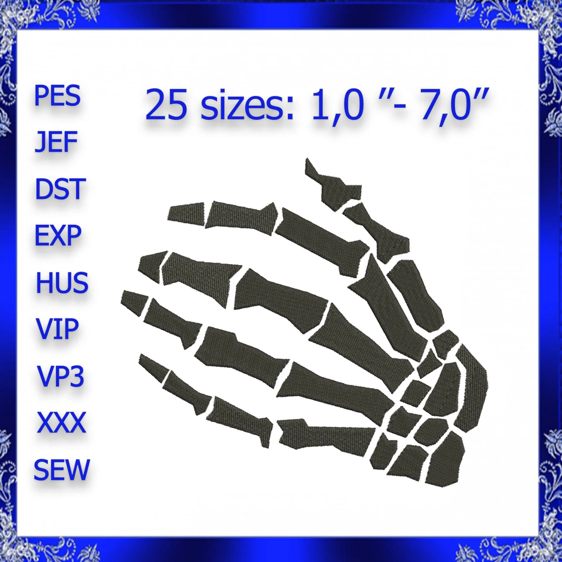 Skeleton hand Embroidery Design hands Skeleton Embroidery Design ...