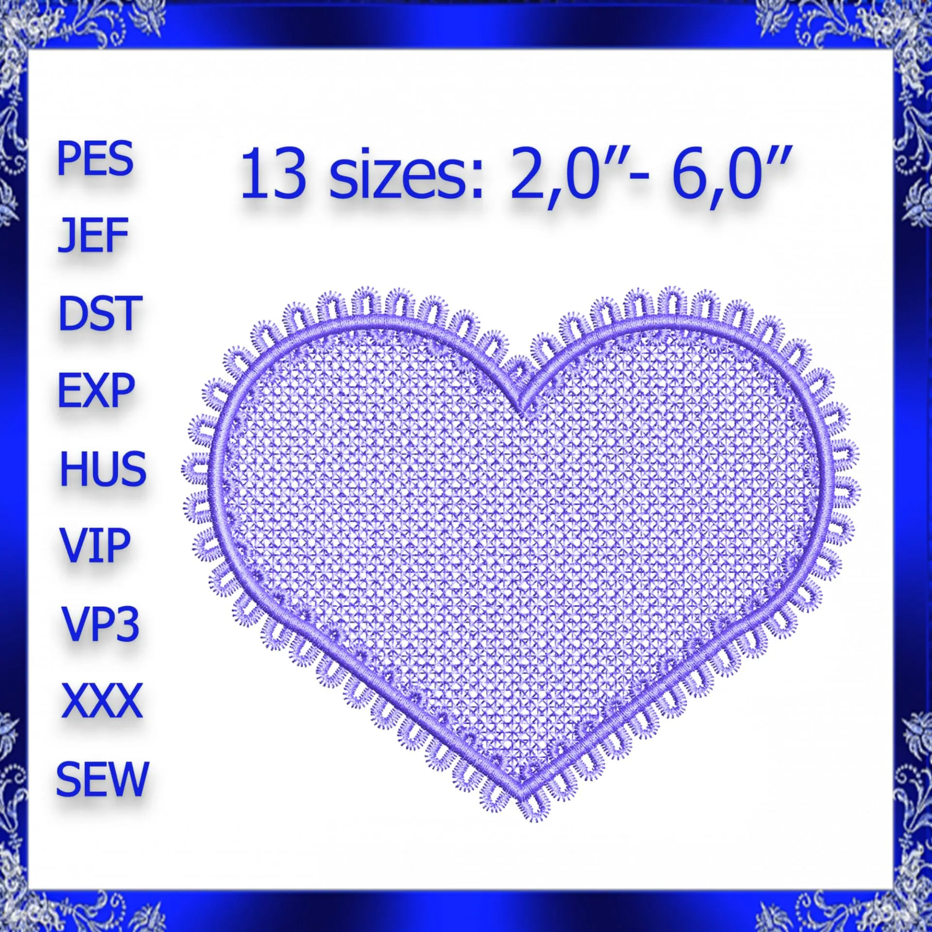 FSL Heart machine embroidery Heart Free standing lace embroidery ...