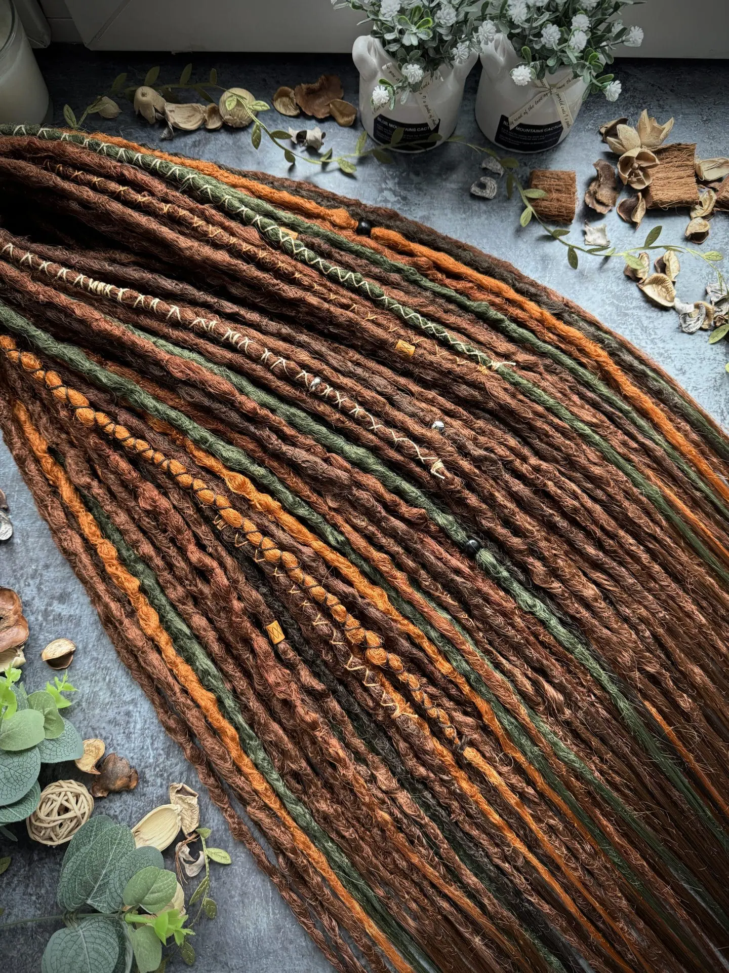 In stock DE dreads Autumn Forest, ginger dreadlocks