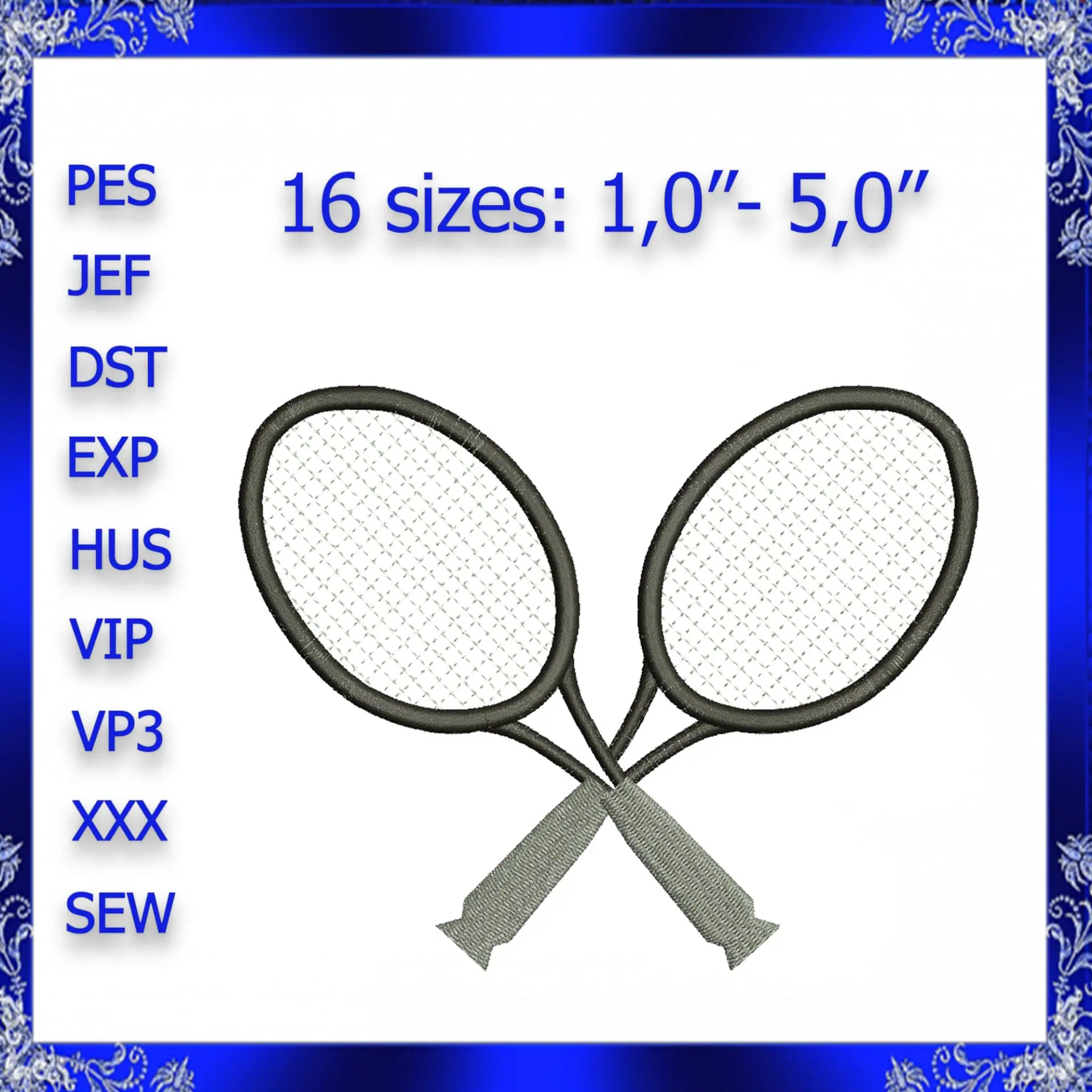 Tennis Racket Embroidery design Instant Download - Crealandia