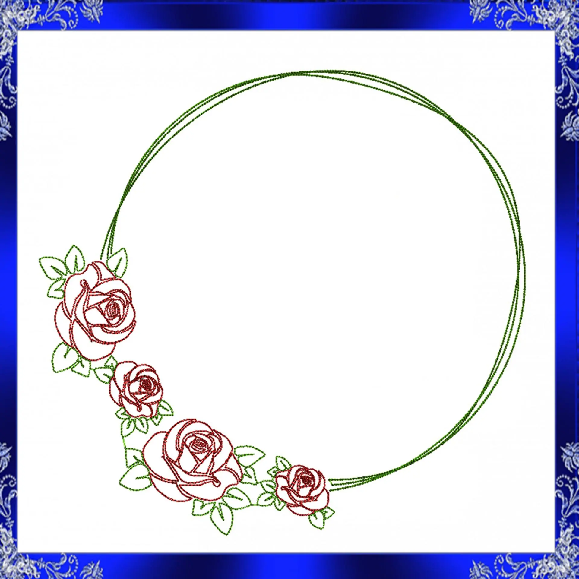 Flower Frame embroidery Floral Wreath Frame Embroidery - Crealandia