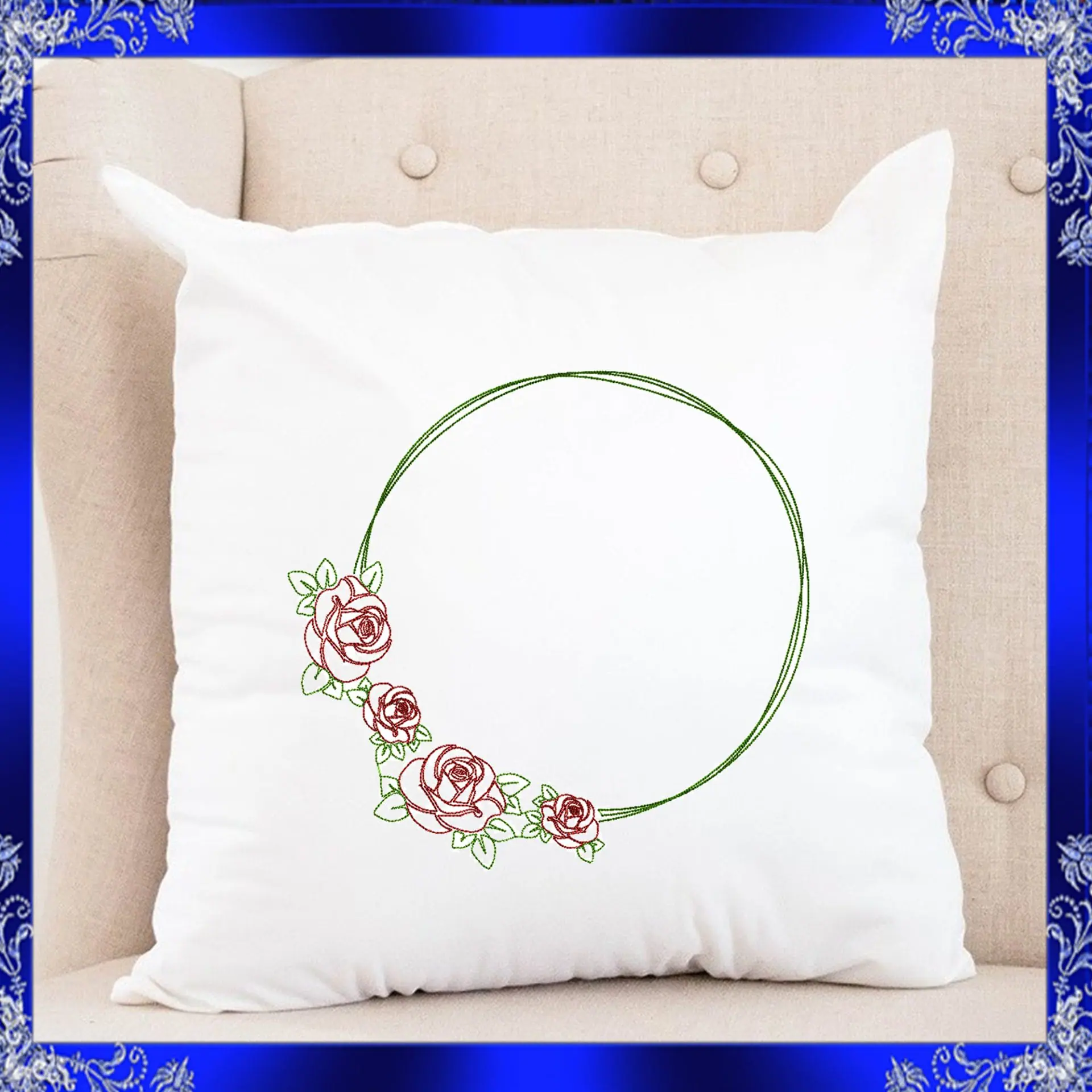 Flower Frame embroidery Floral Wreath Frame Embroidery - Crealandia