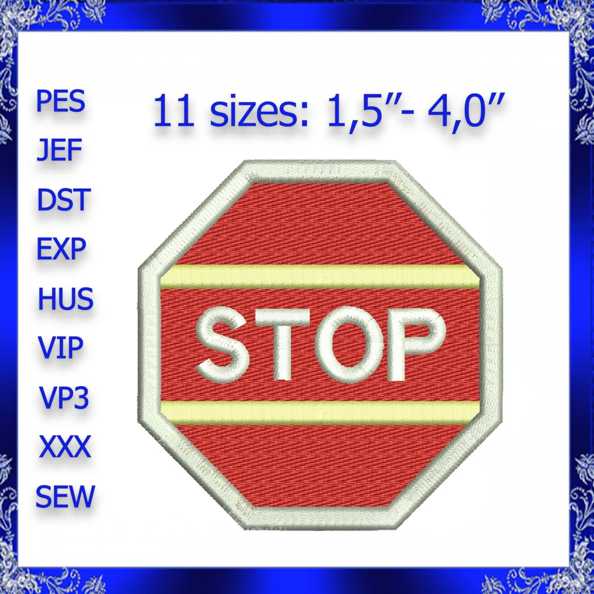 Stop Sign Embroidery Design Instant Download - Crealandia