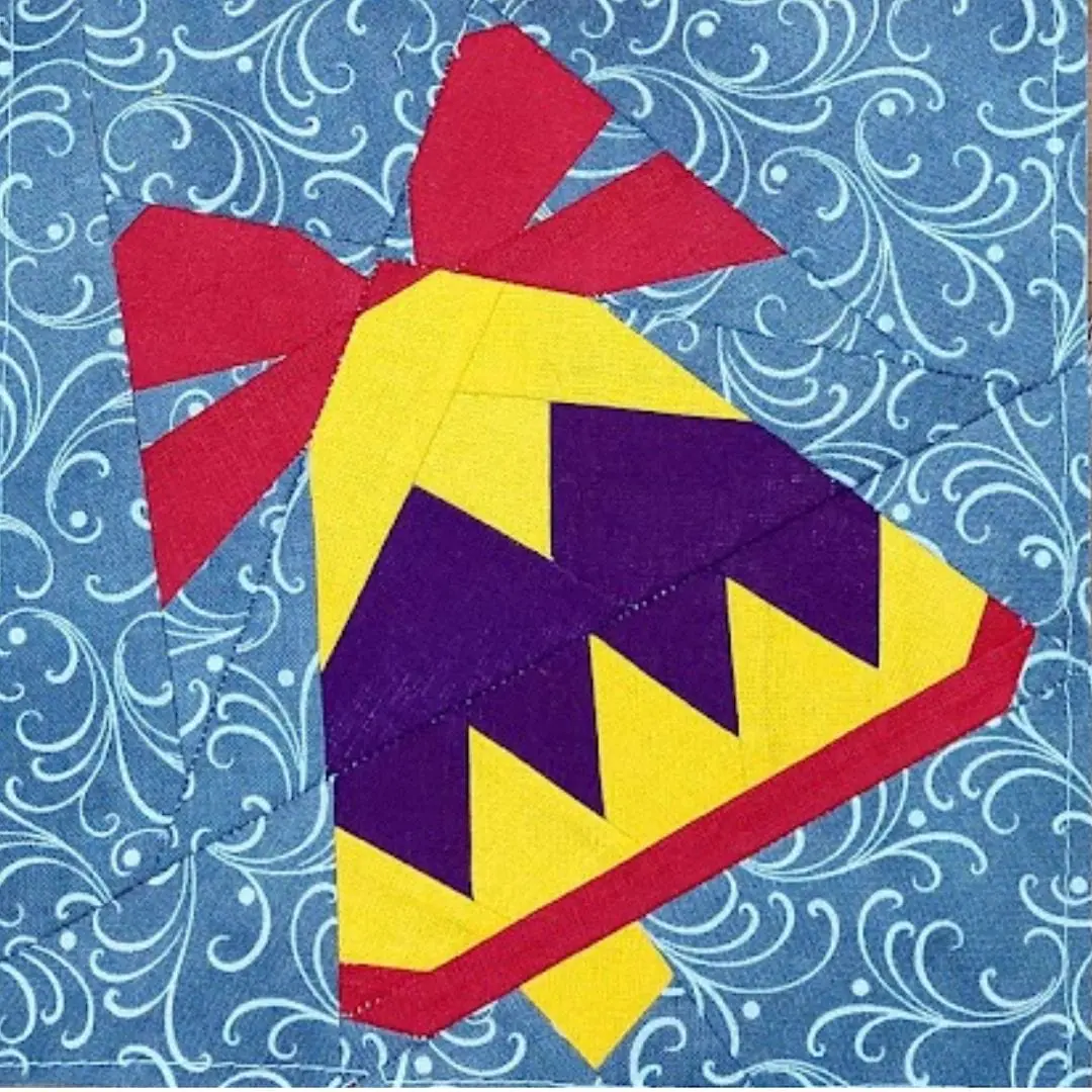 8” Christmas bell quilt block patterns 3 versions in paper p