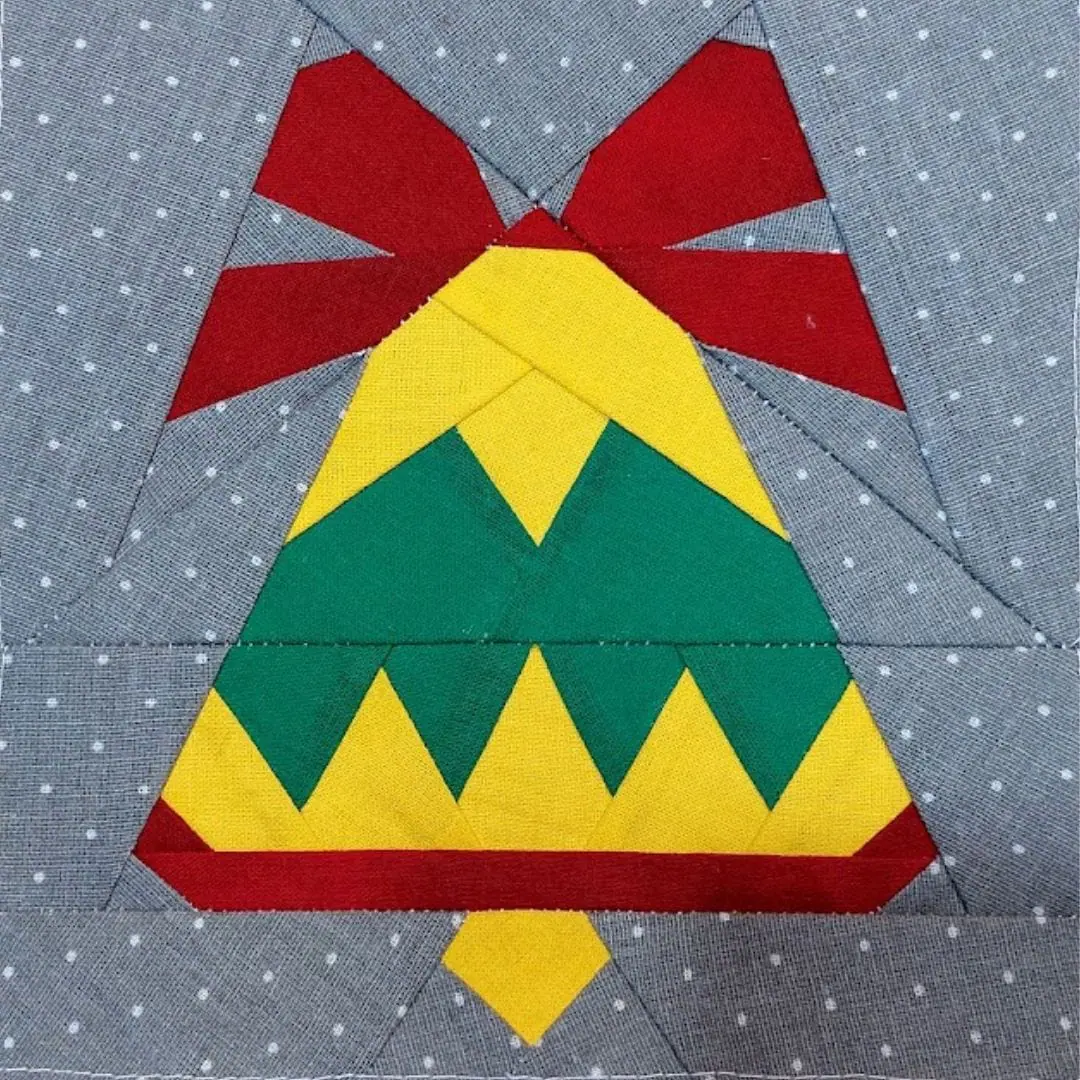 8” Christmas bell quilt block patterns 3 versions in paper p