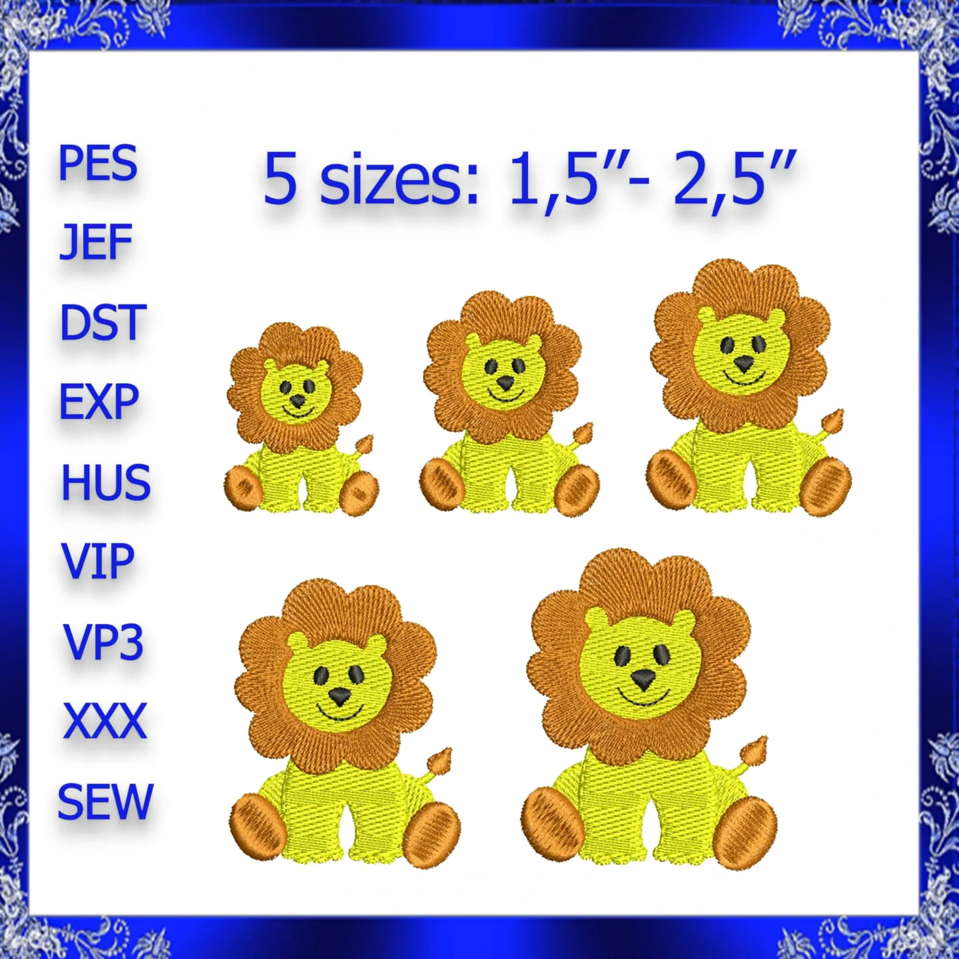 Mini lion machine Embroidery Design Tiny lion - Crealandia