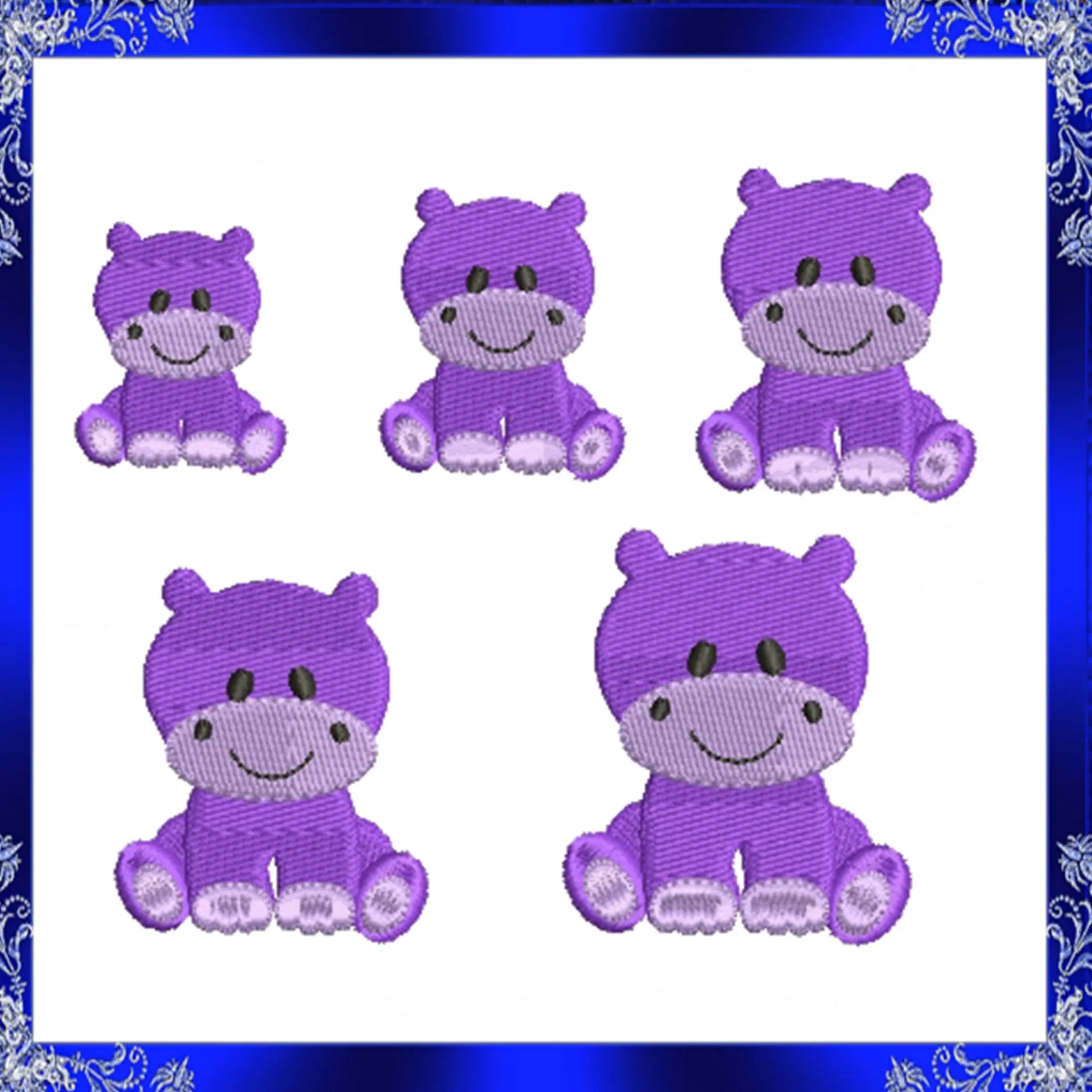 Mini Hippo Embroidery Design Tiny hippo embroidery - Crealandia
