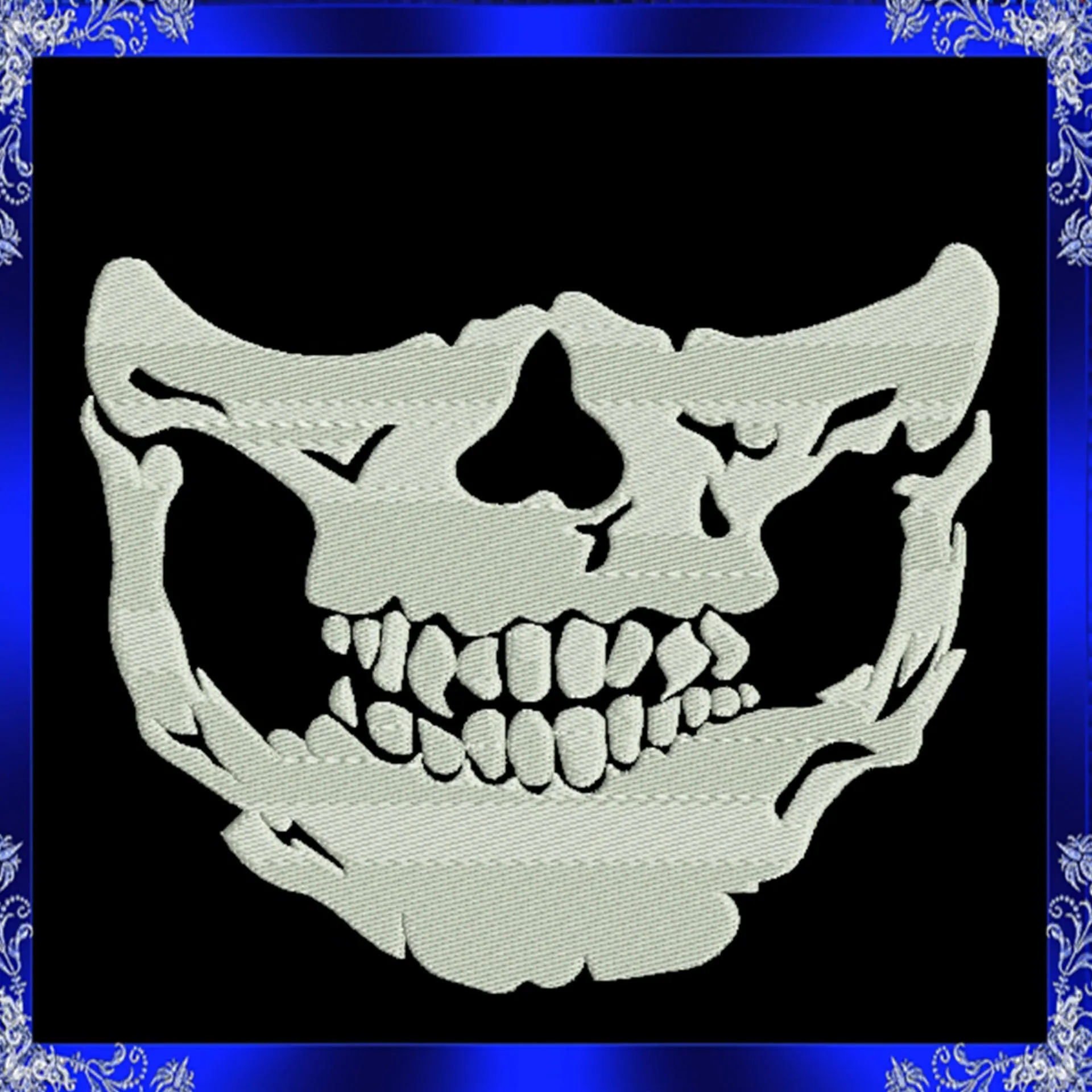 Skull smile embroidery Mouth mask SKELETON Smile - Crealandia