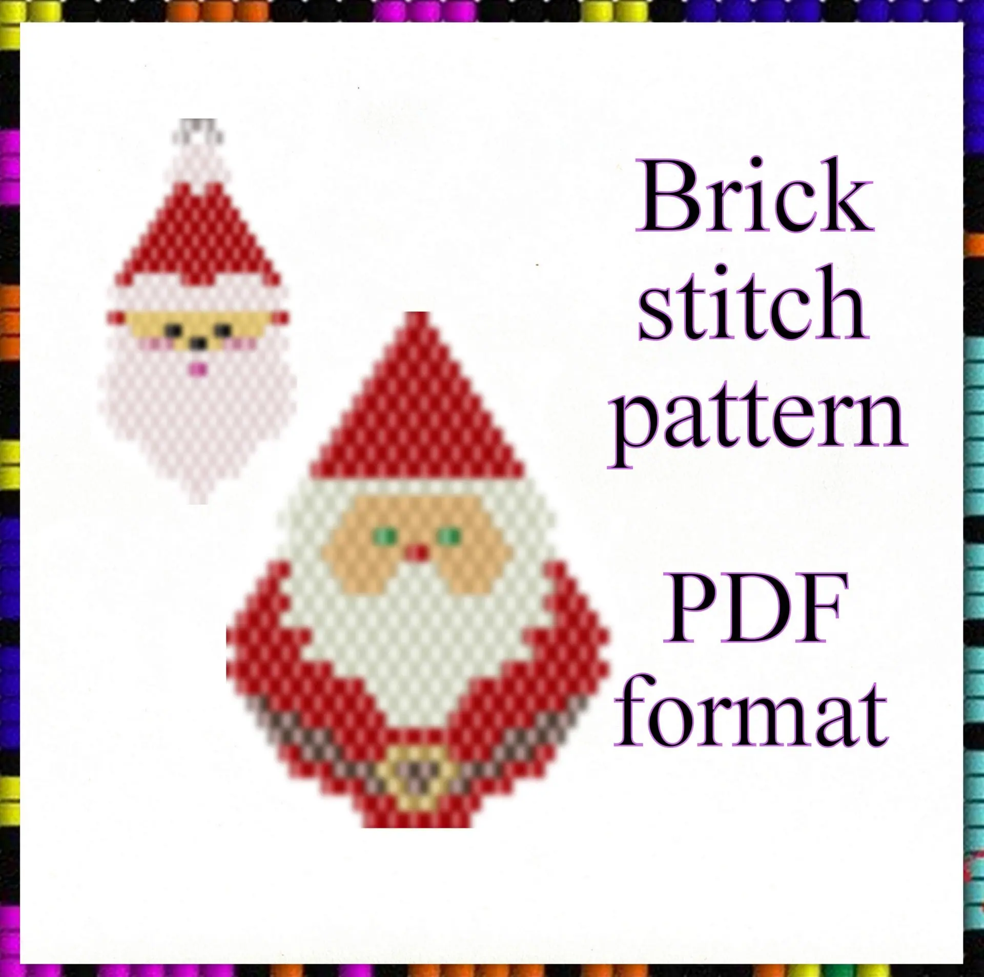 CHRISTMAS bead pattern Santa Claus PDF Brick stitch pattern