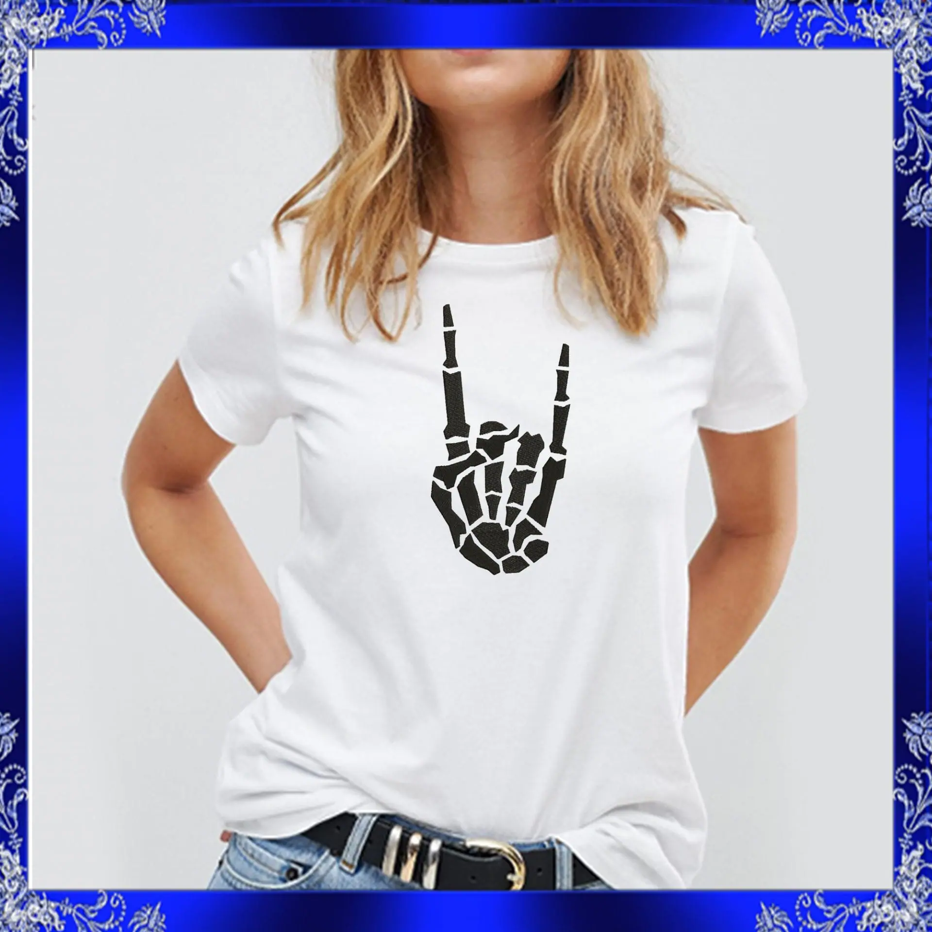 Skeleton rock fist Embroidery Design rock on - Crealandia