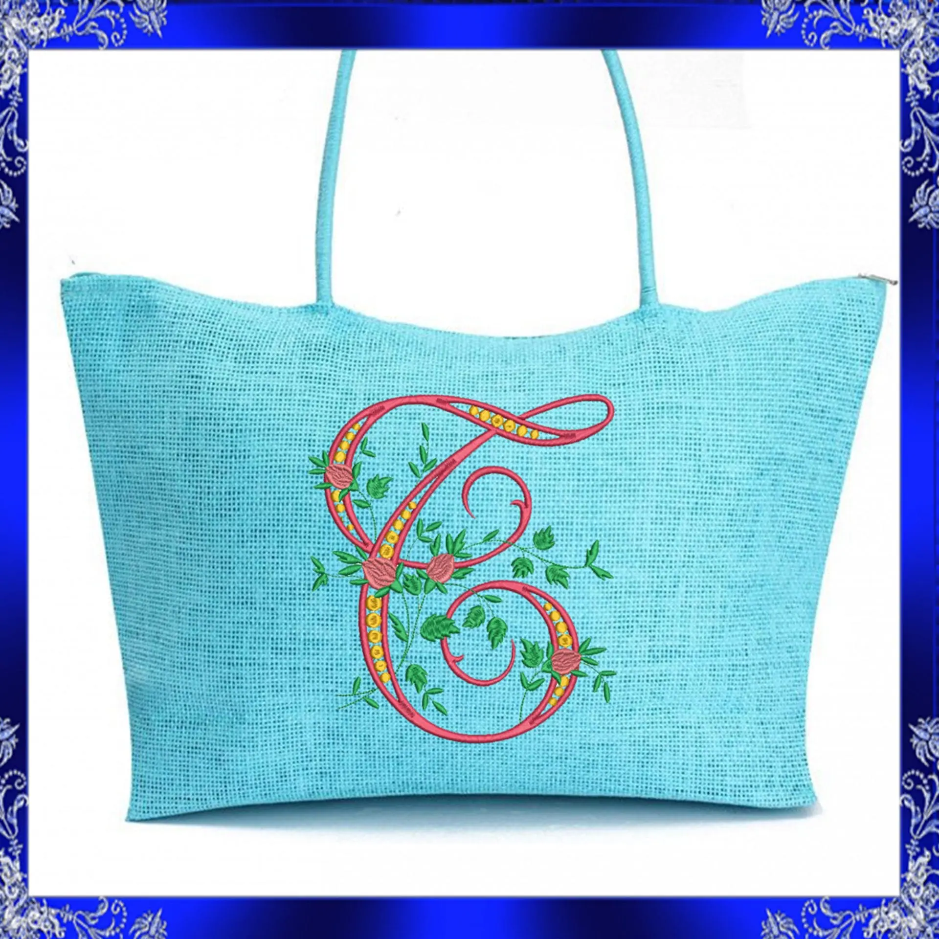 Letter T Monogram Embroidery Floral T monogram Fancy - Crealandia
