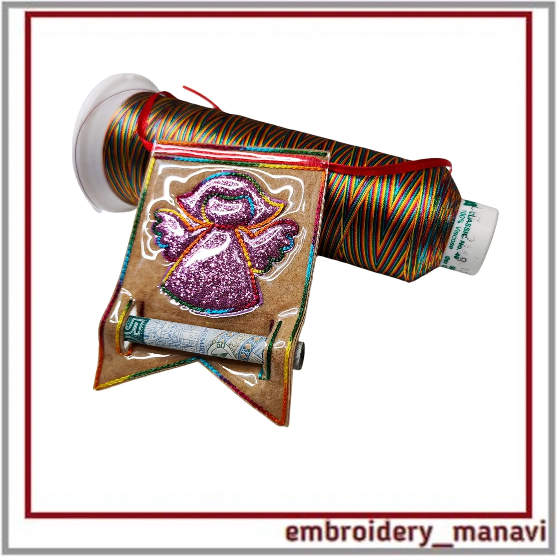 In The Hoop design Christmas wallet pendant Angel ornament