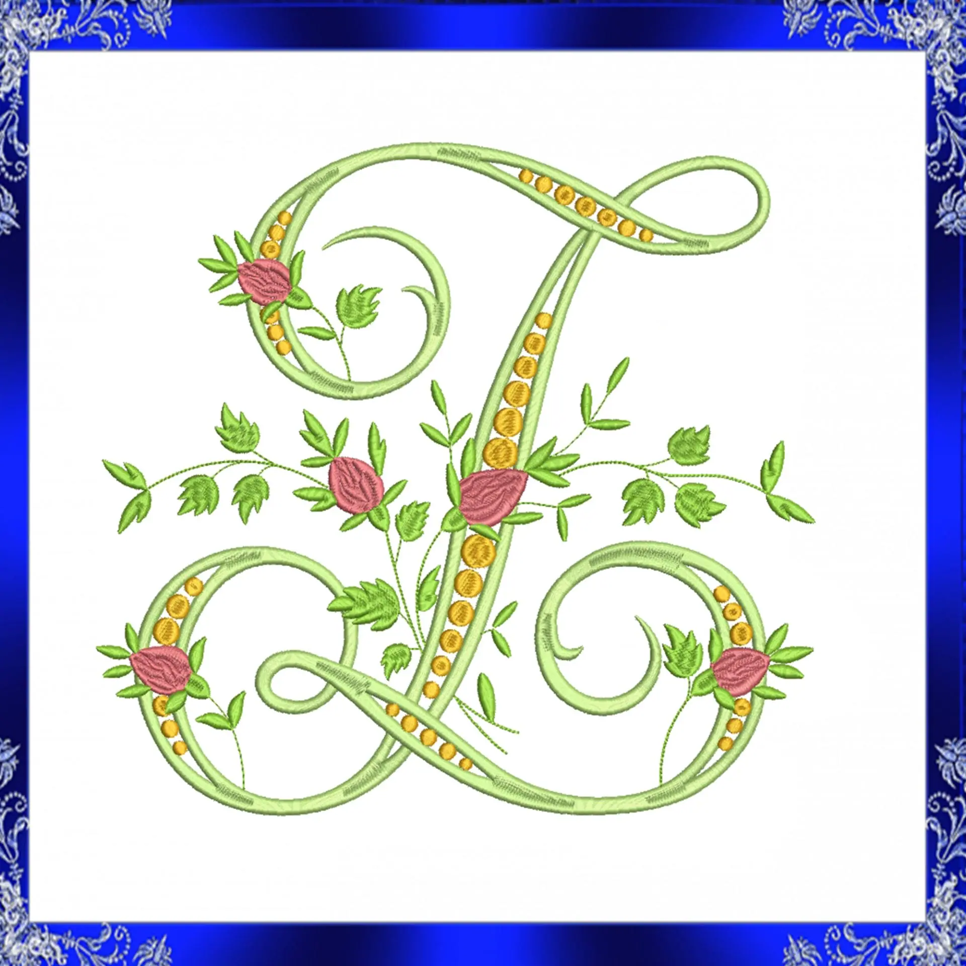Letter Z Monogram Embroidery Floral Z monogram Fancy - Crealandia