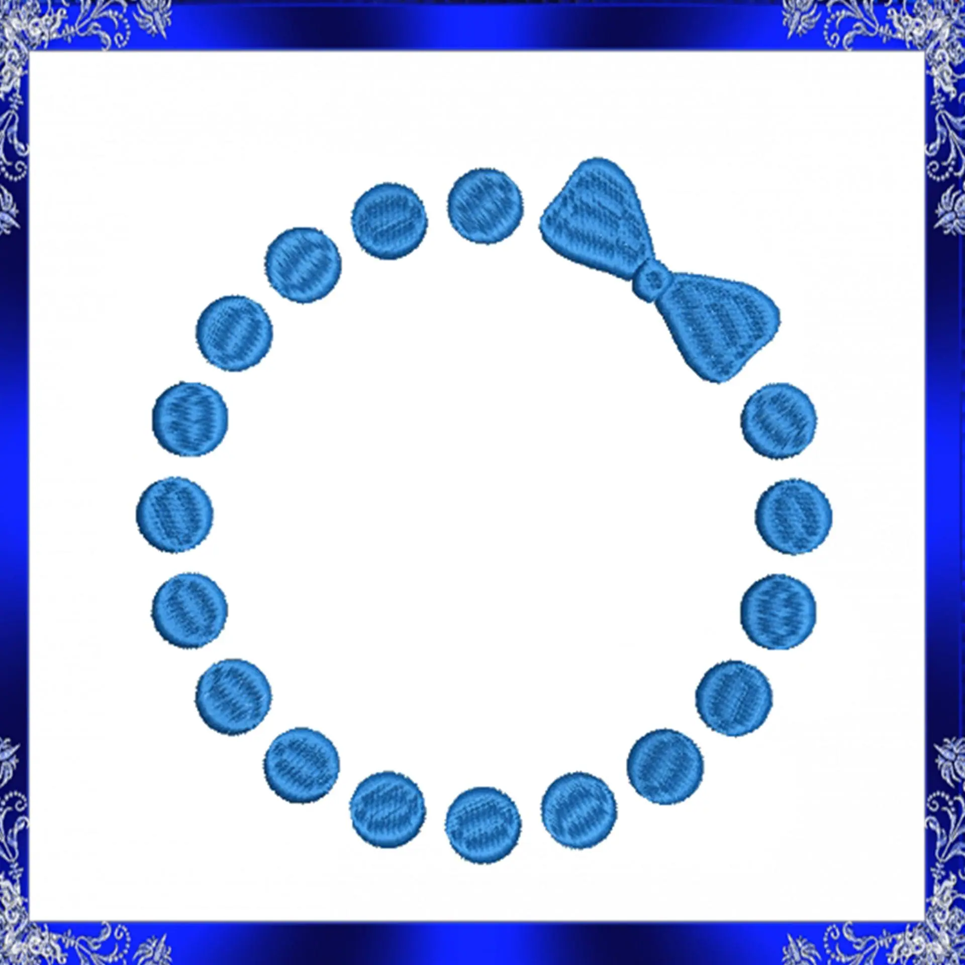 Monogram frame embroidery design Pearl and Bow - Crealandia
