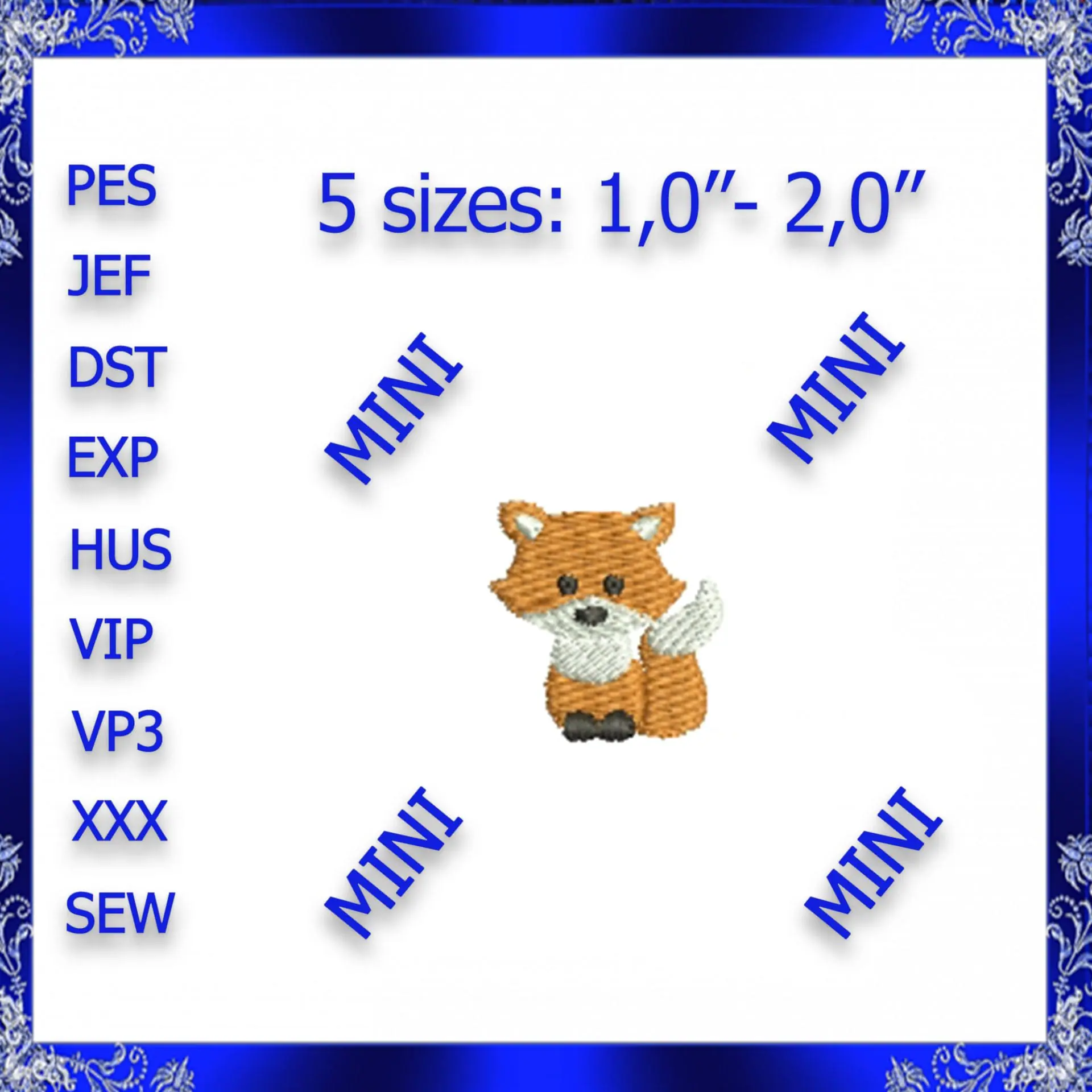 Mini Fox Embroidery Design Tiny fox 229 - Crealandia