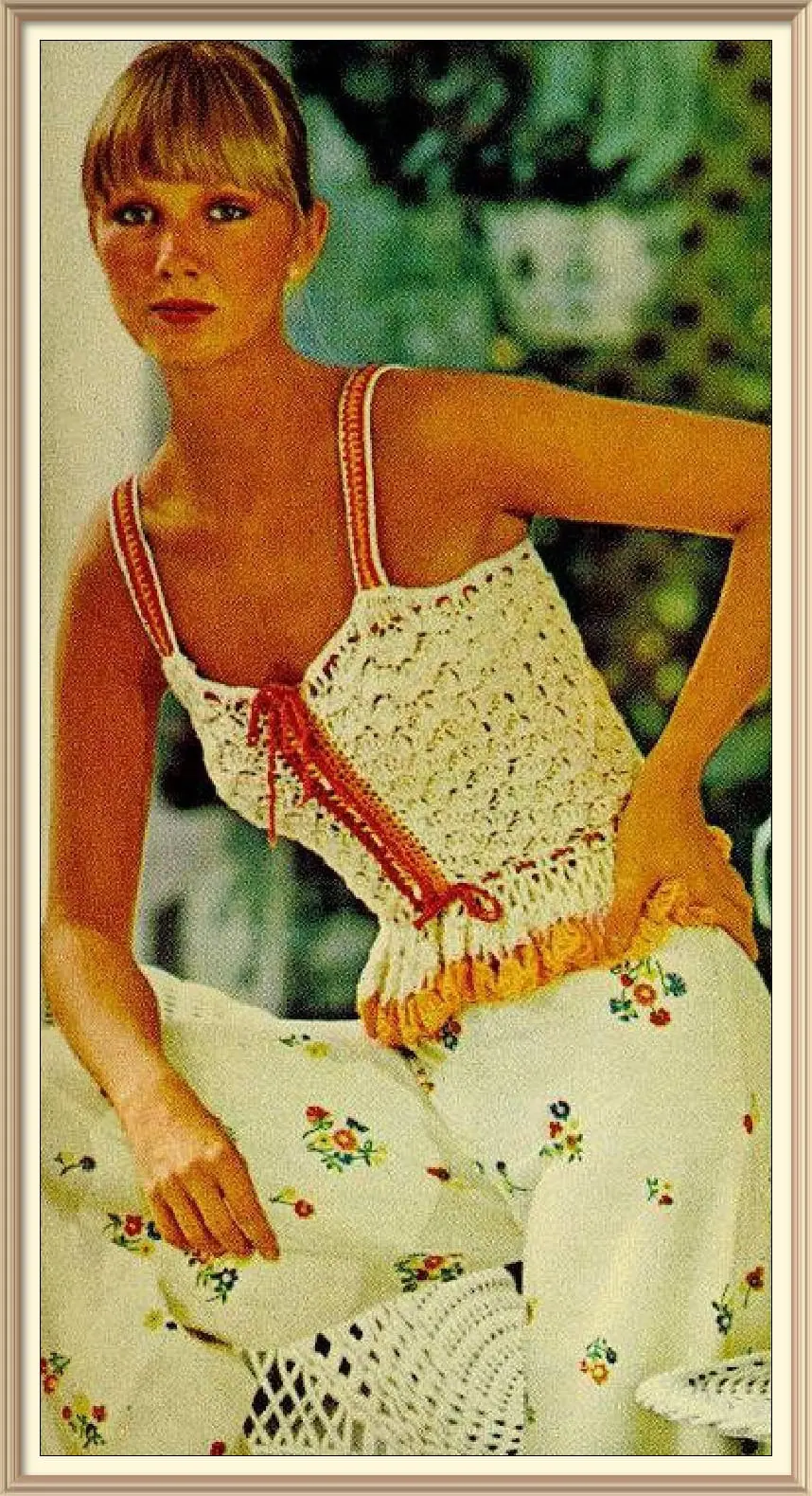 Vintage Crochet Pattern Peplum Camisole