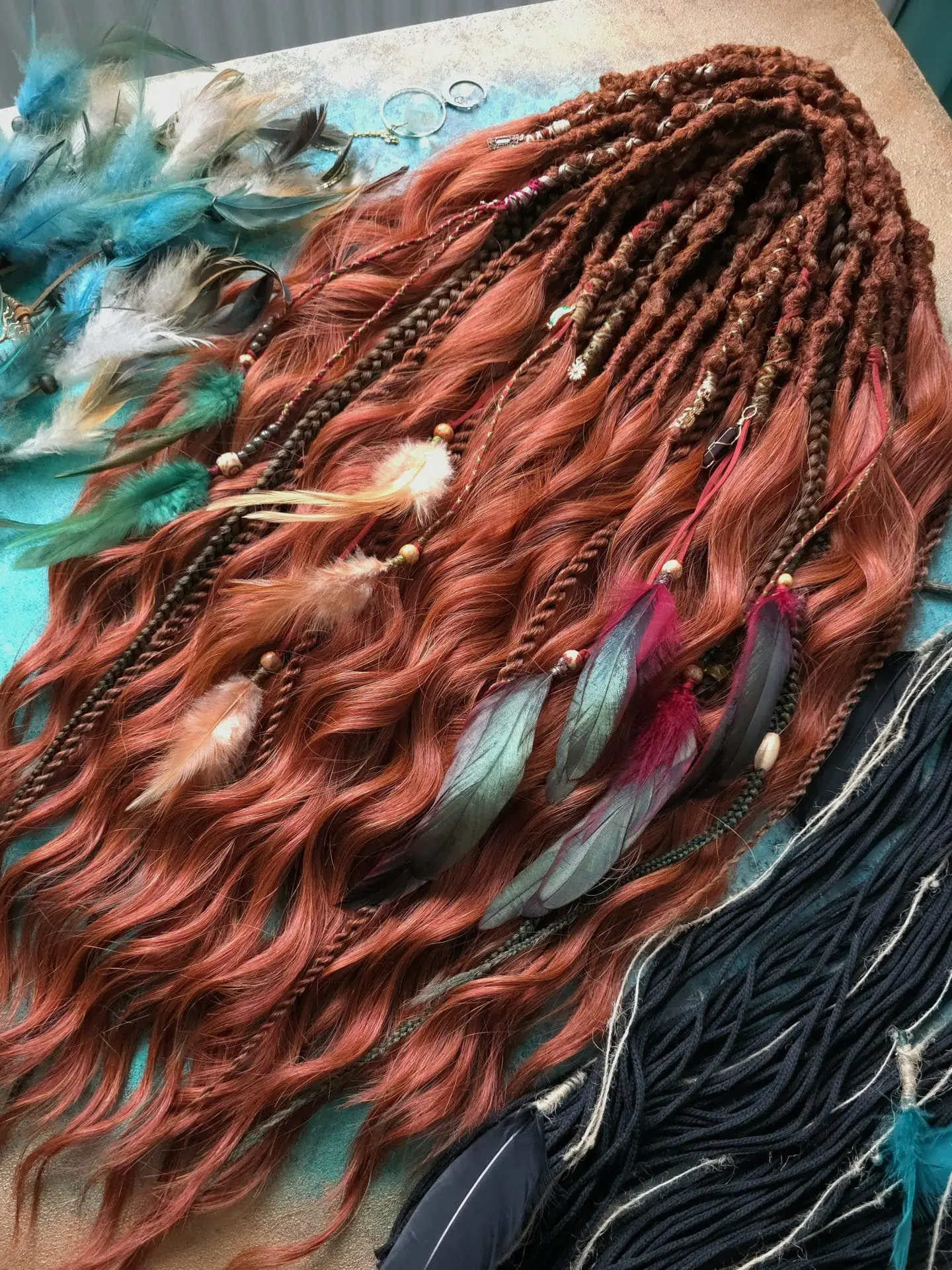 IN STOCK! Copper Synthetic dreadlocks with curly ends, Boho decor ...