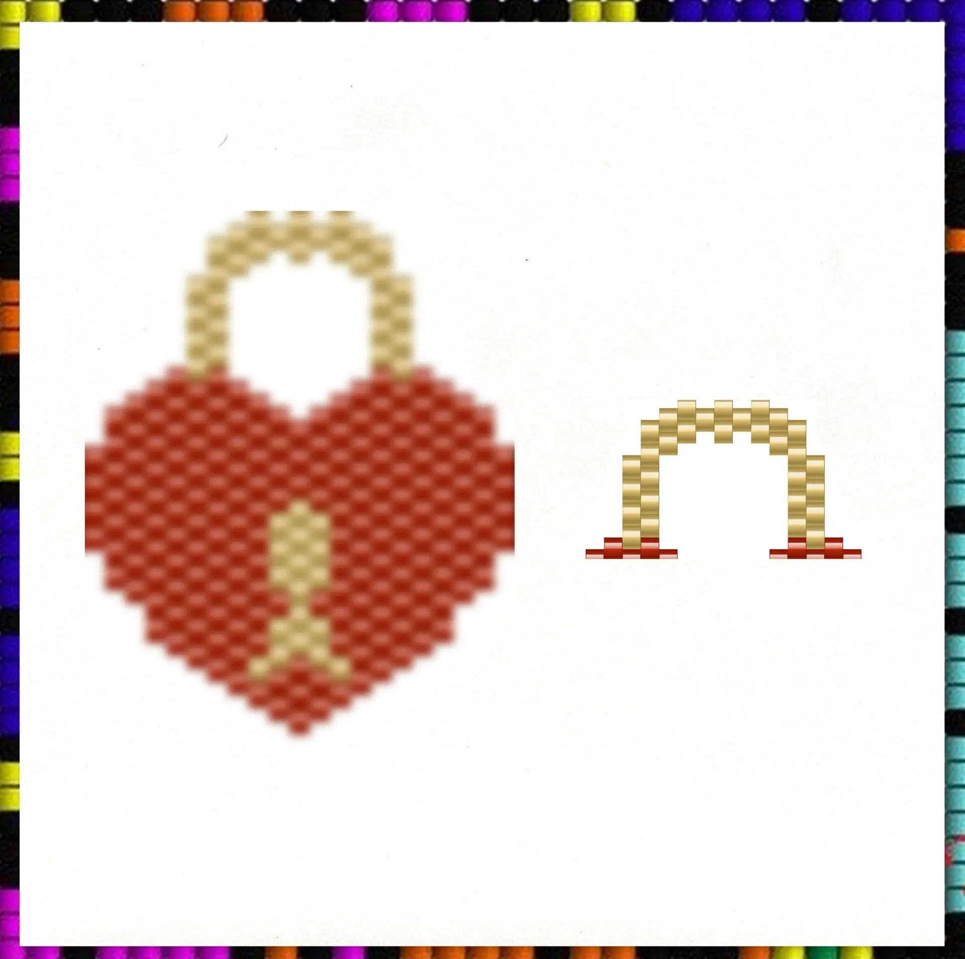 Brick stitch and peyote pattern Valentine's Day Key Heart