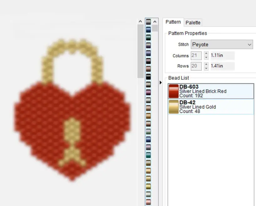 Brick stitch and peyote pattern Valentine's Day Key Heart