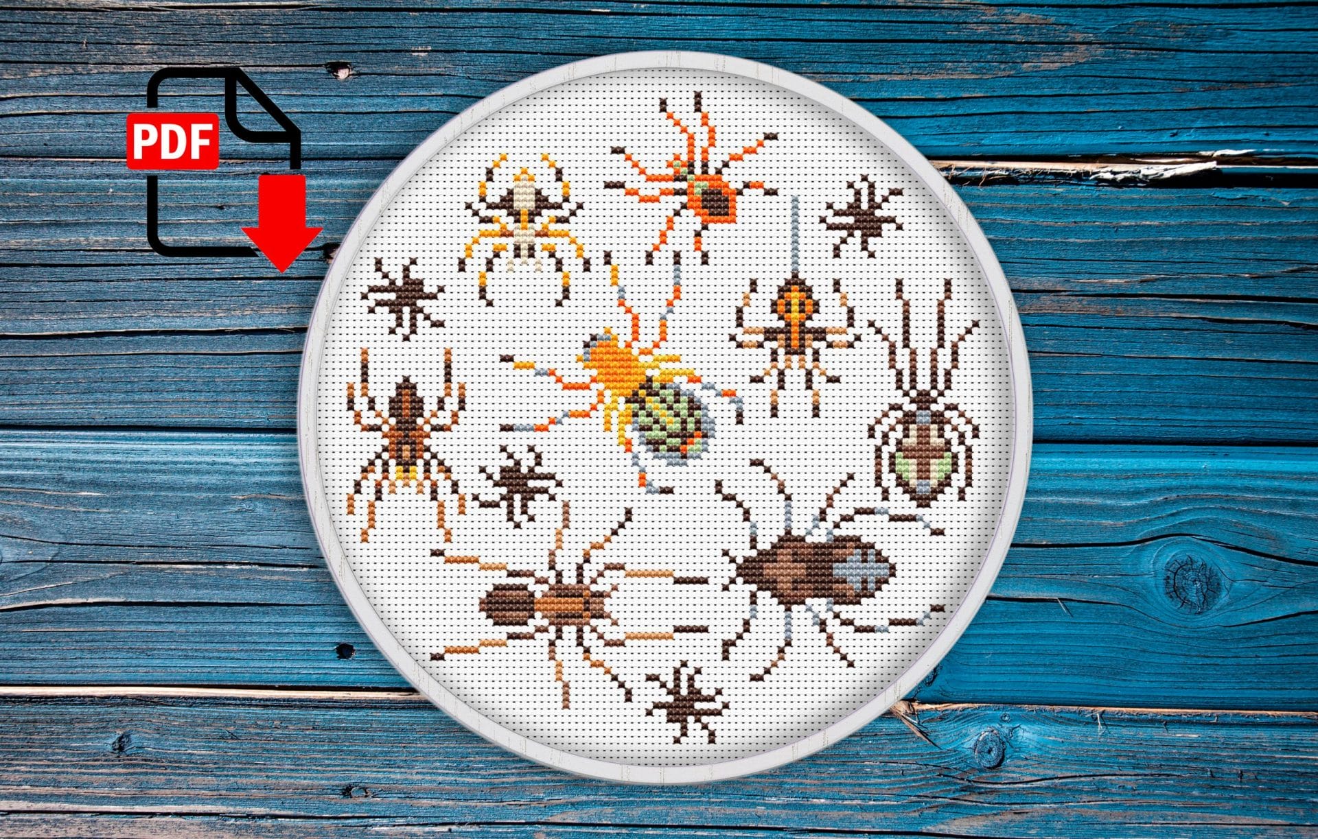 Spiders Cross stitch pdf pattern Modern pattern