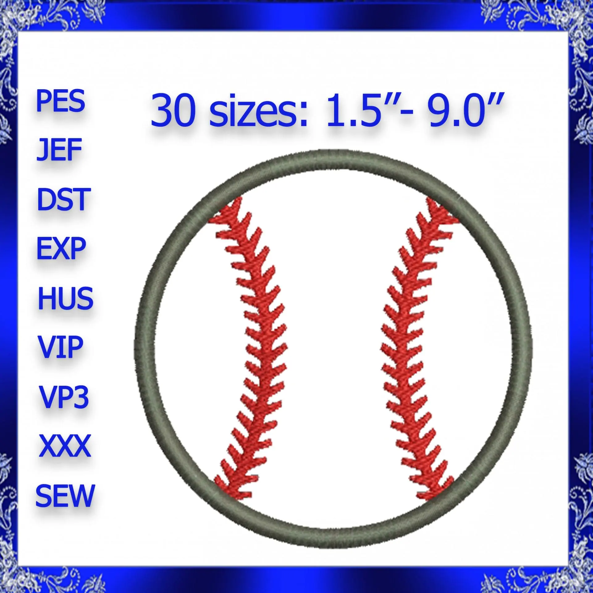 Baseball Applique Embroidery Design Baseball ball - Crealandia