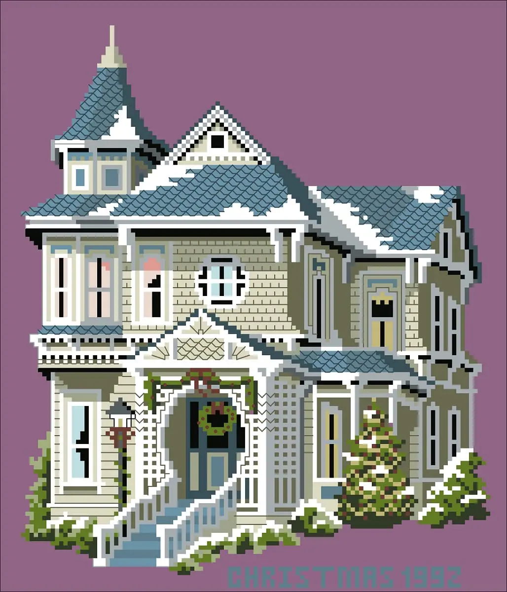 Victorian House Cross Stitch Pattern Vintage Counted