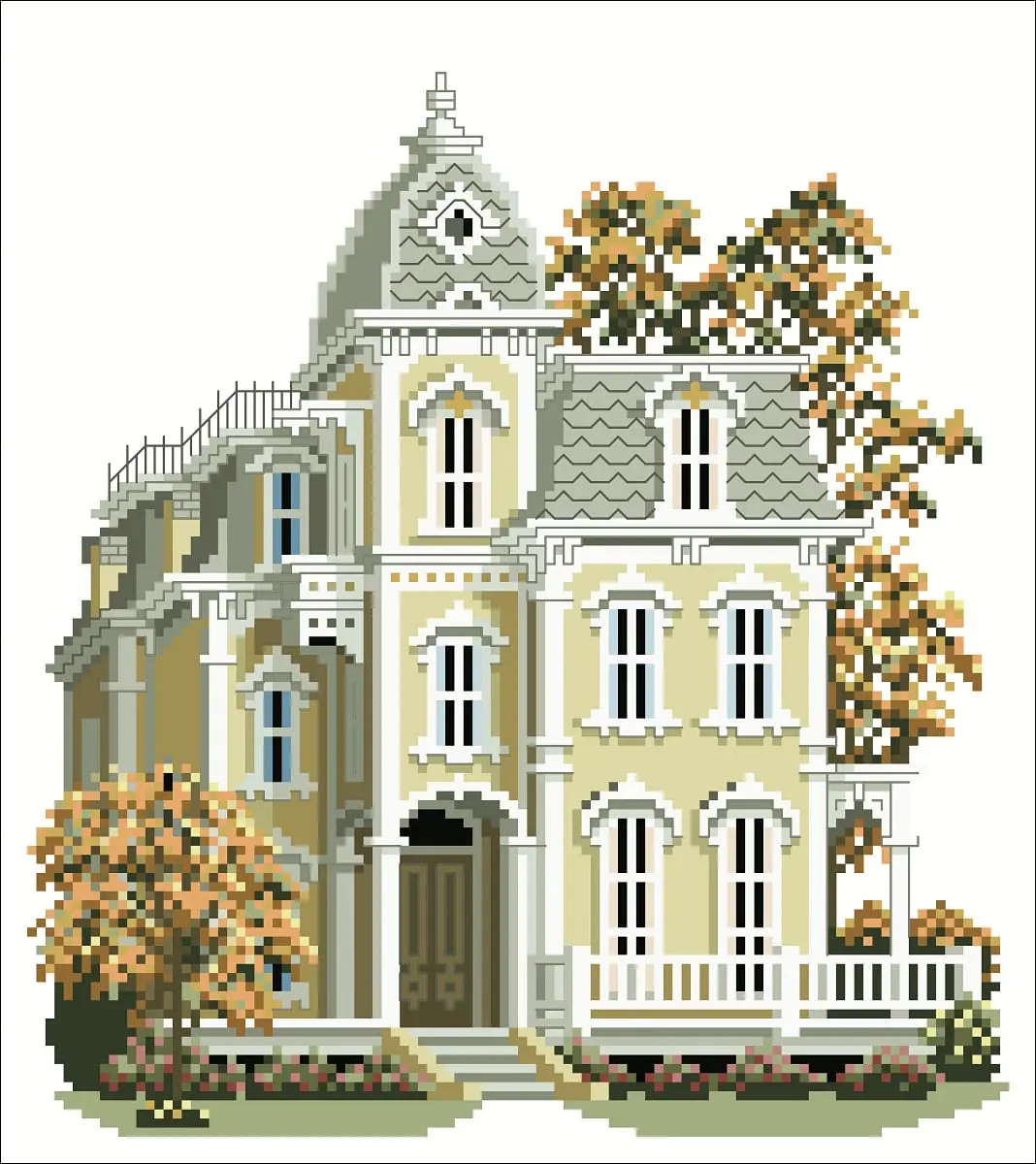 Victorian House Cross Stitch Pattern Vintage Counted