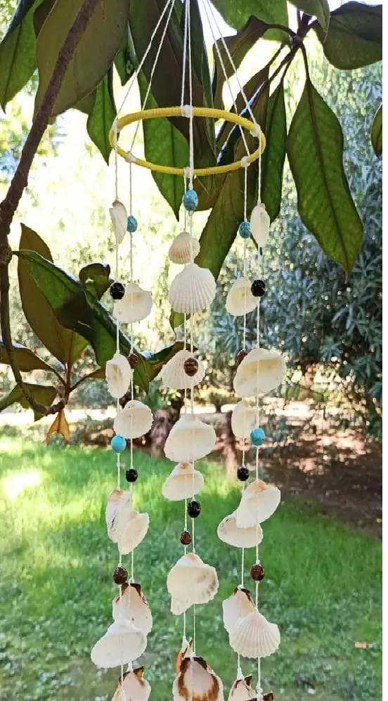 Round Seashells Wind Chime, suncatcher windchime, seashells art ...