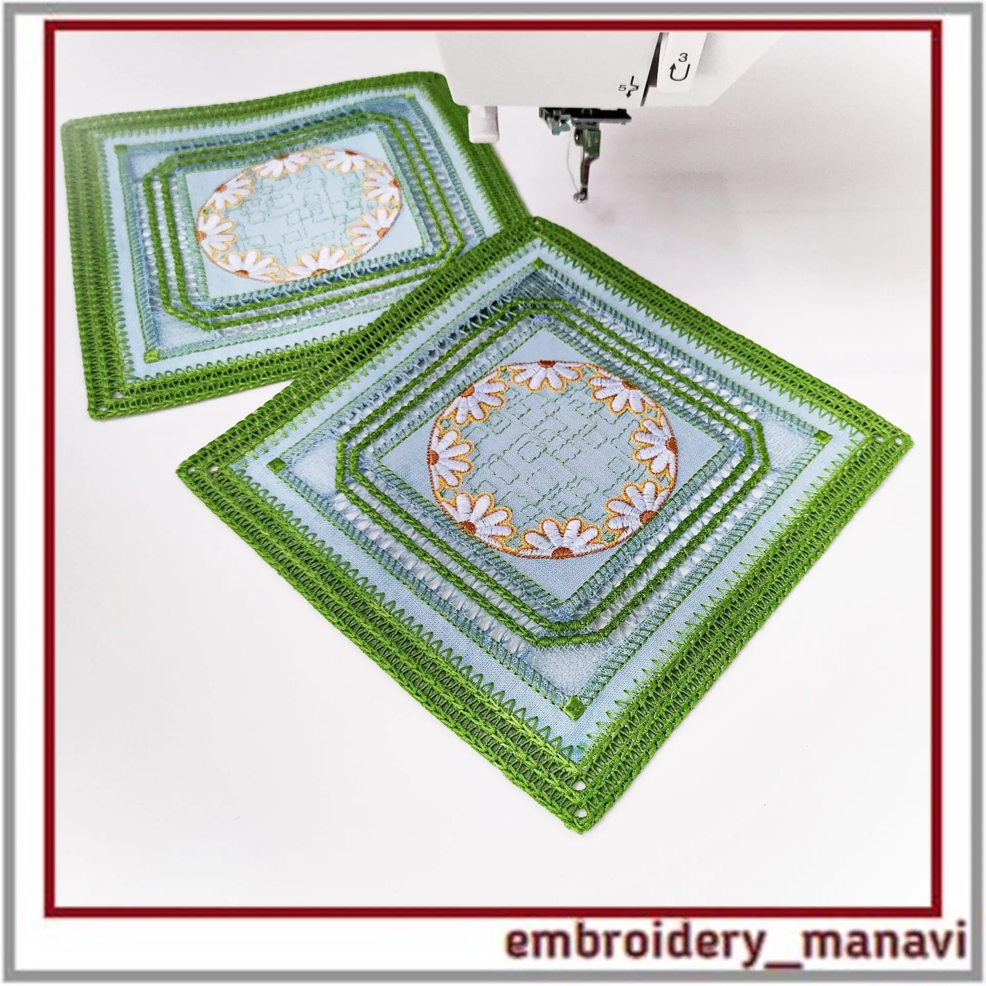 In The Hoop embroidery designs napkin with a lace edge FSL