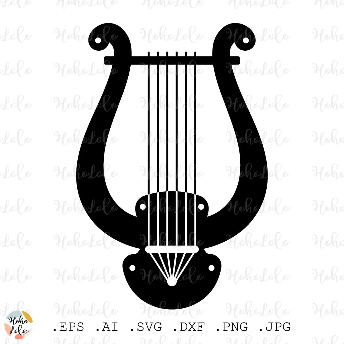 Lyre Svg Silhouette Cricut Stencil Template Dxf Clipart