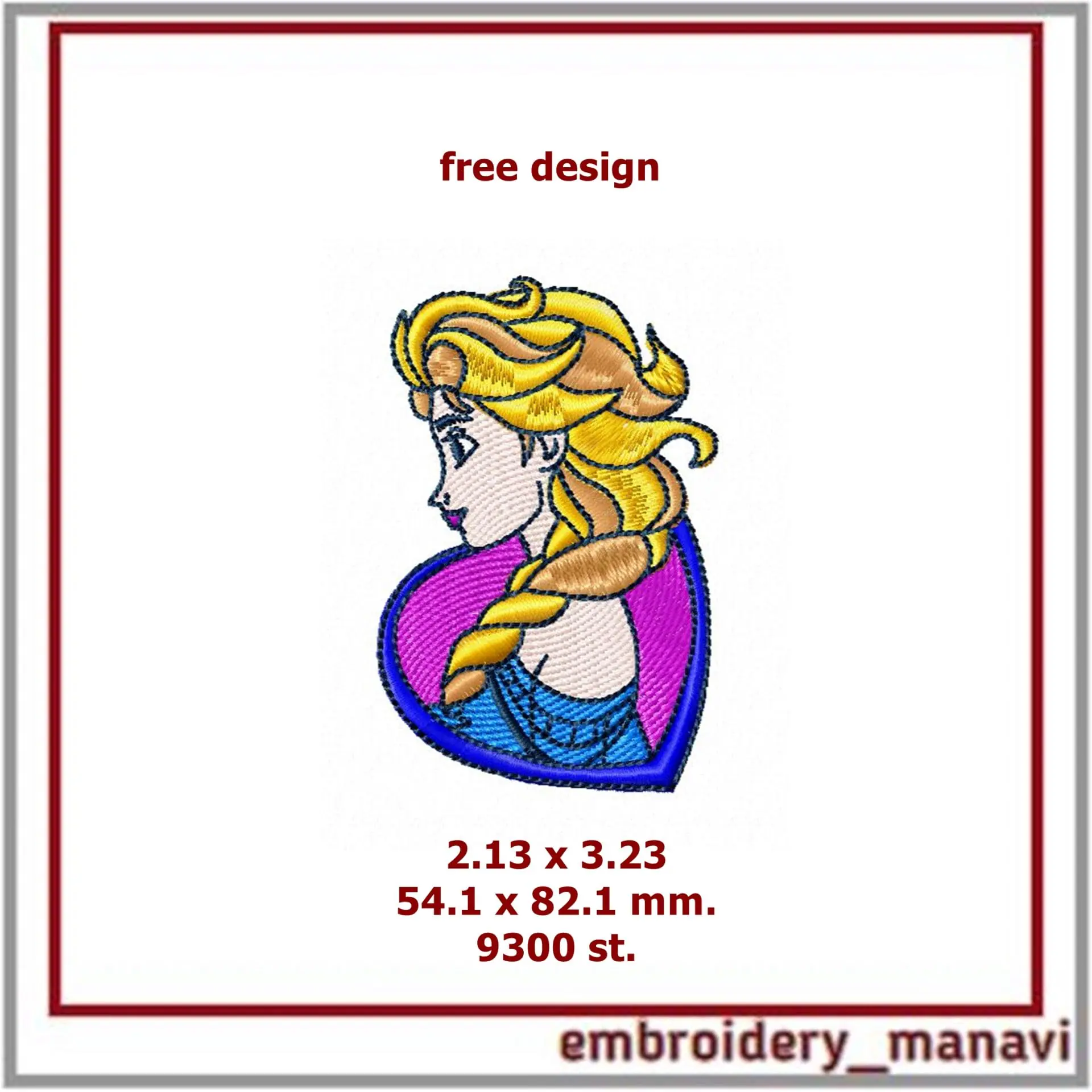 Free Machine embroidery design Girl 2 - Crealandia
