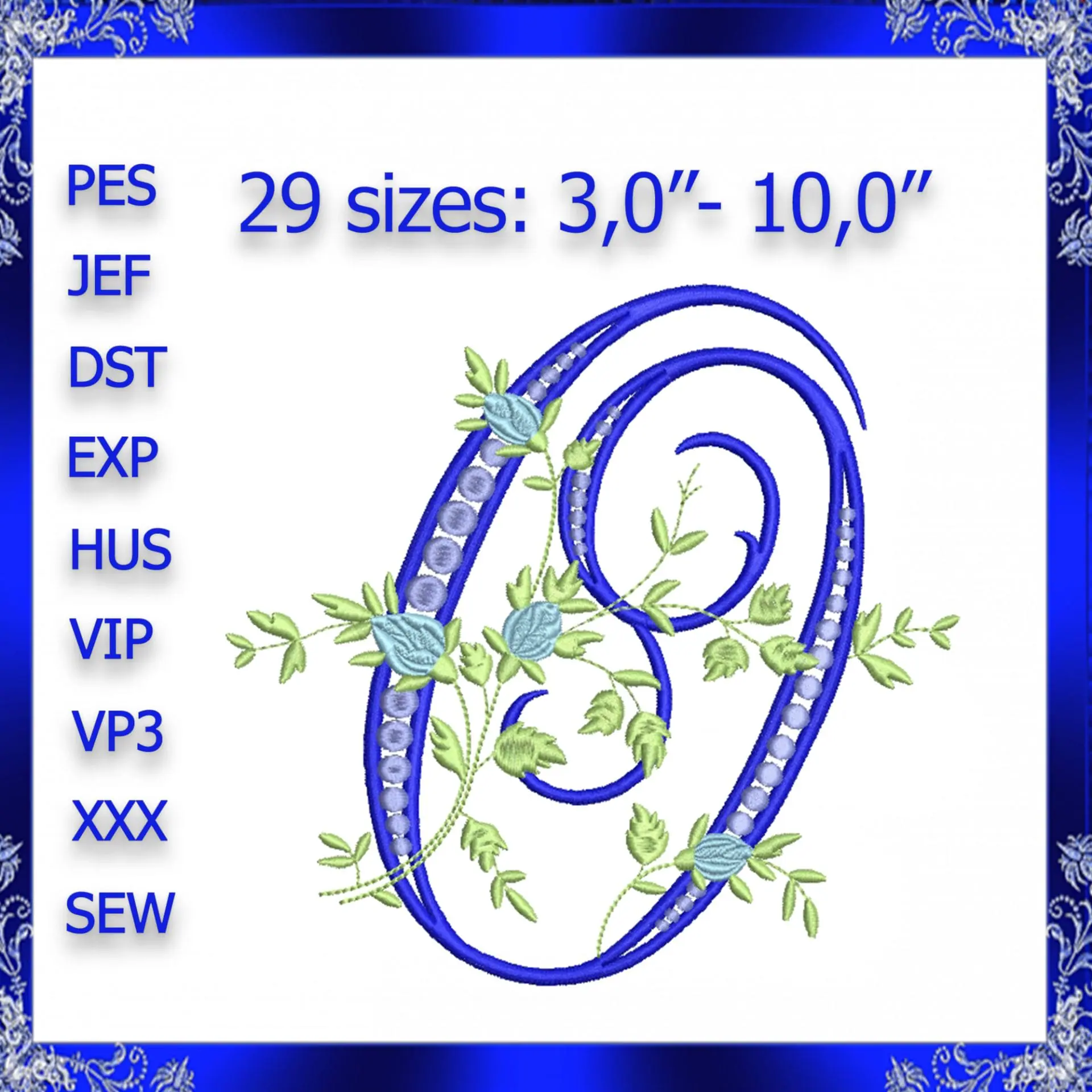 Letter O Monogram Embroidery Floral O monogram Fancy - Crealandia