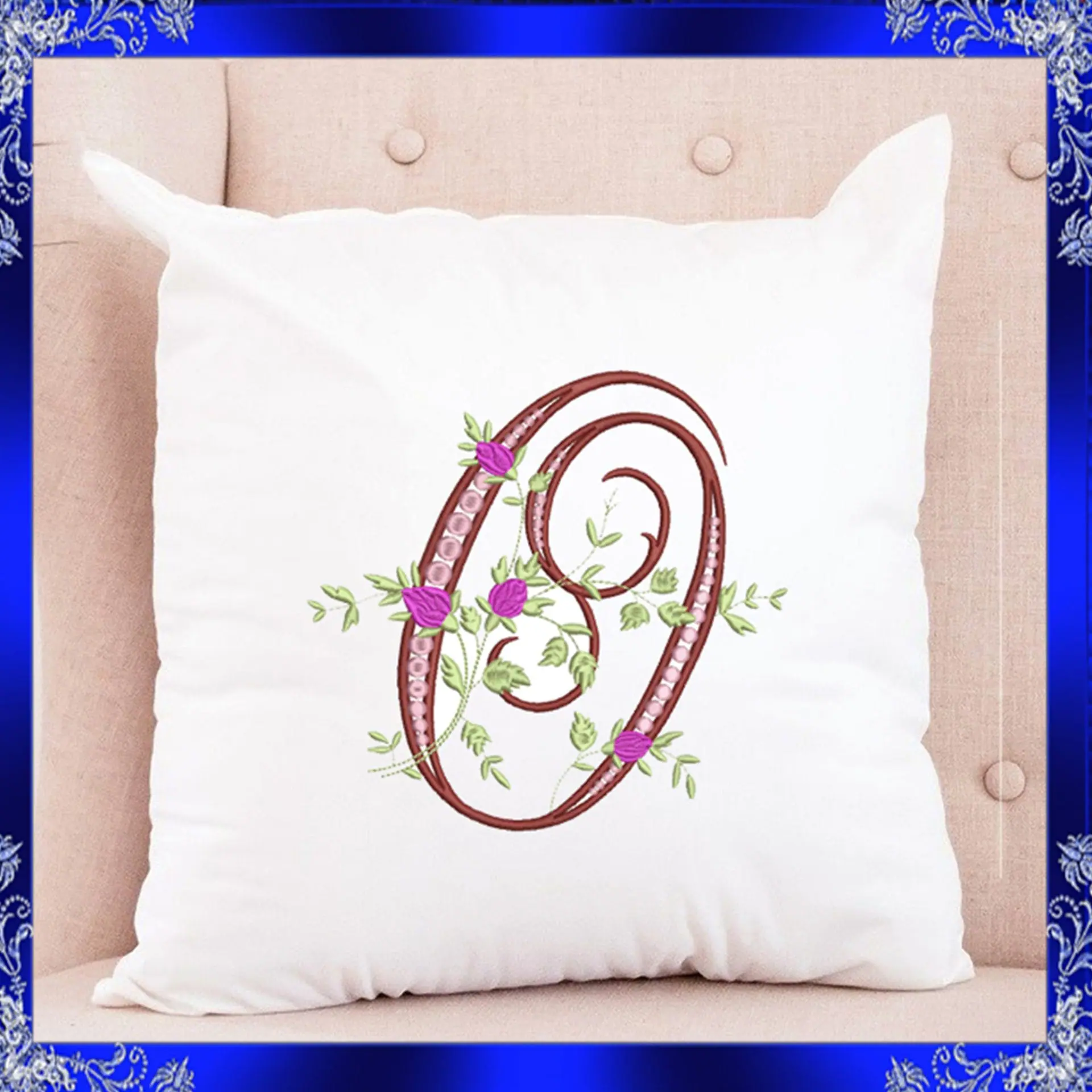 Letter O Monogram Embroidery Floral O monogram Fancy - Crealandia