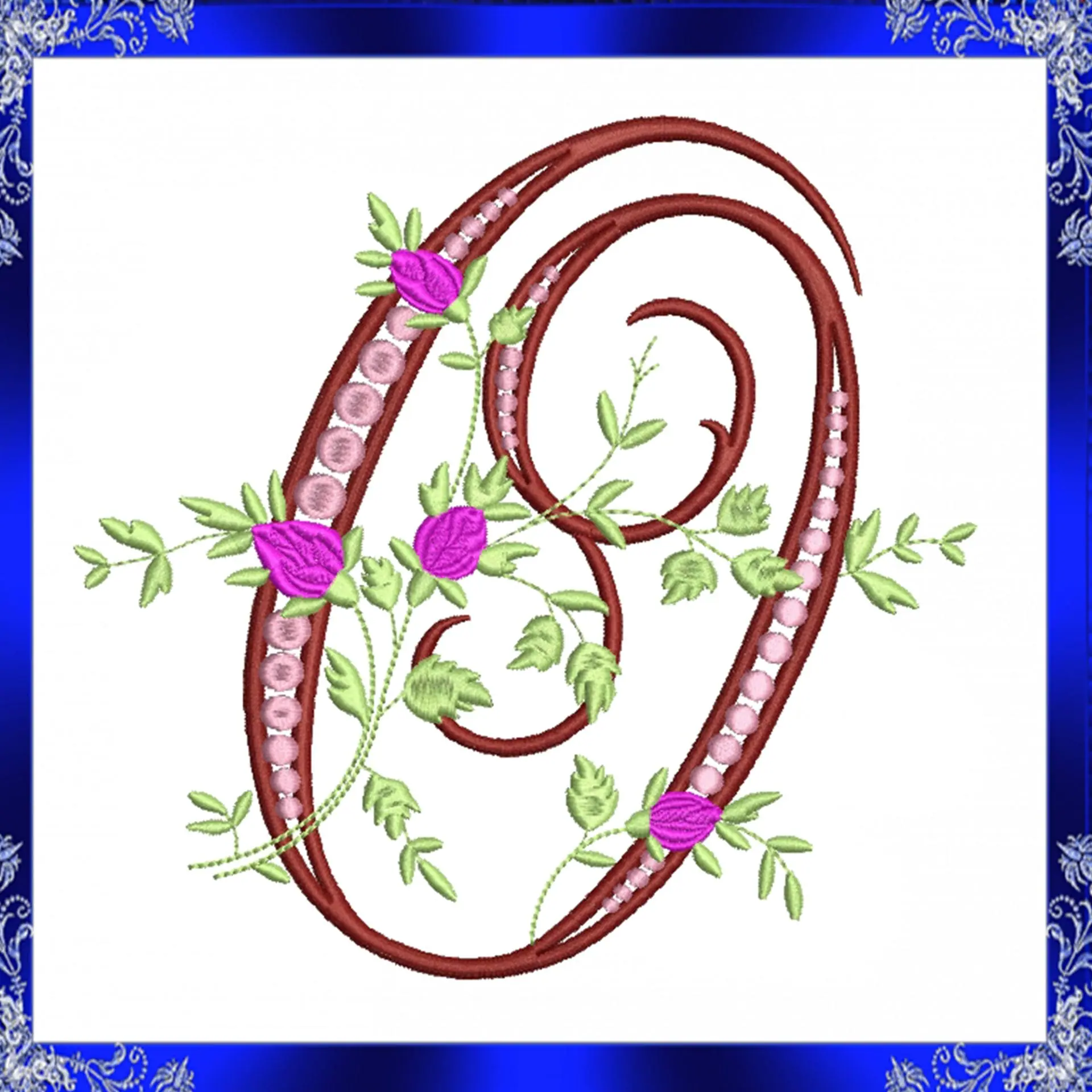 Letter O Monogram Embroidery Floral O monogram Fancy - Crealandia