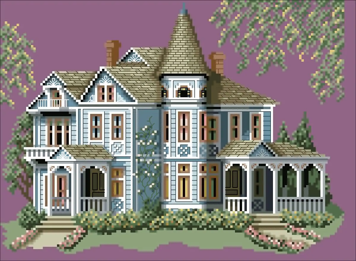 Victorian House Cross Stitch Pattern Vintage Counted